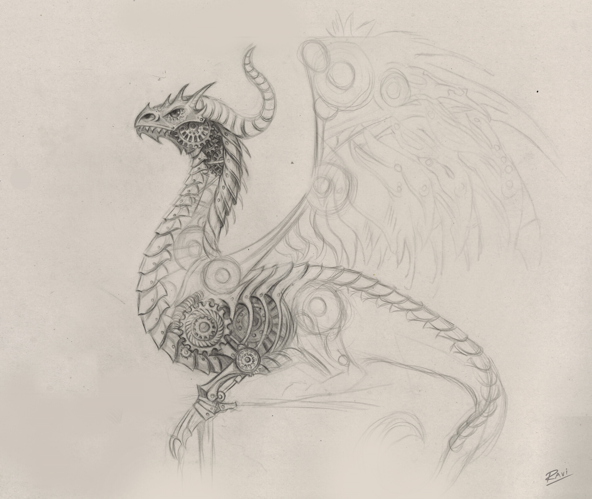 Steampunk Dragon Drawing