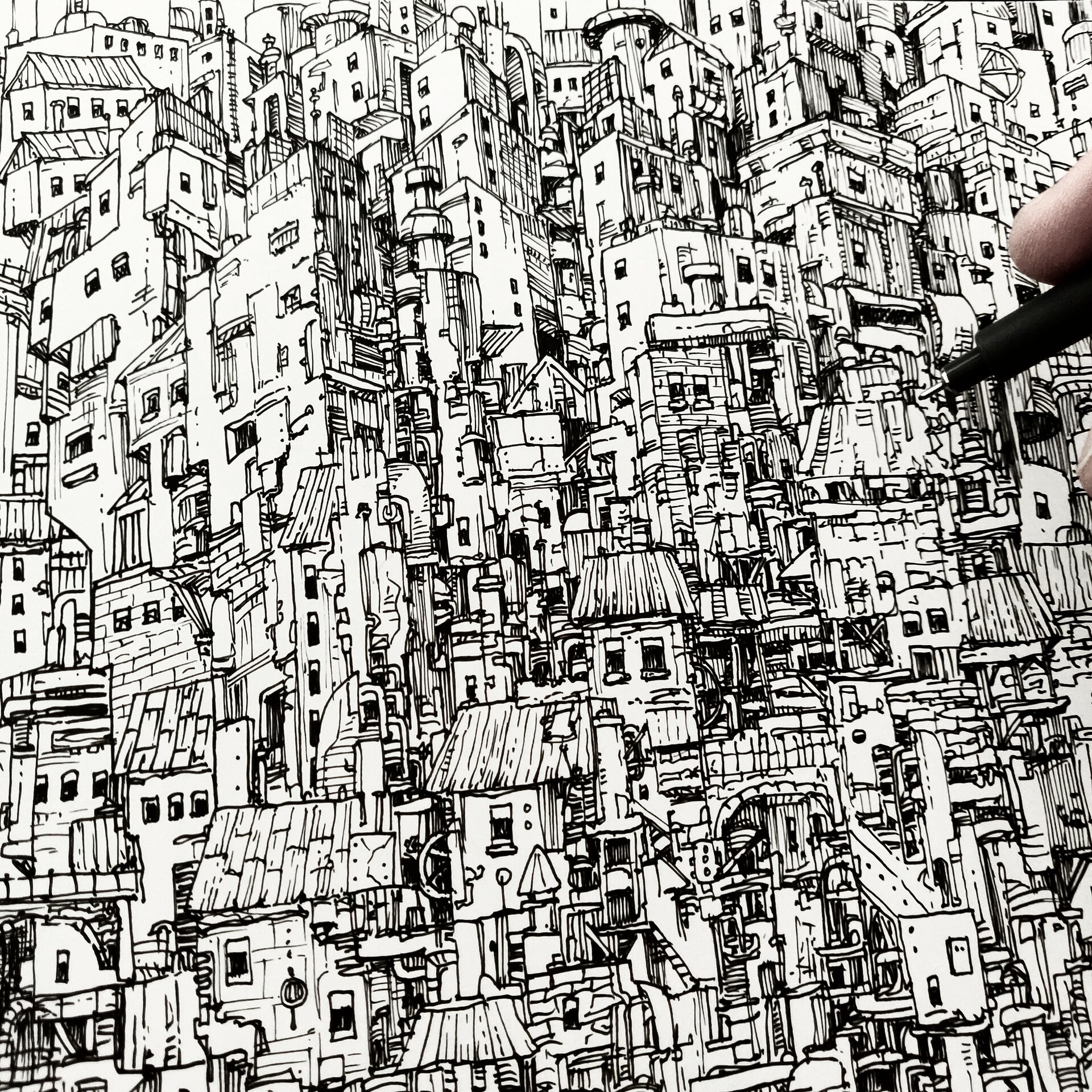 ArtStation - Chaotic cityscape doodle