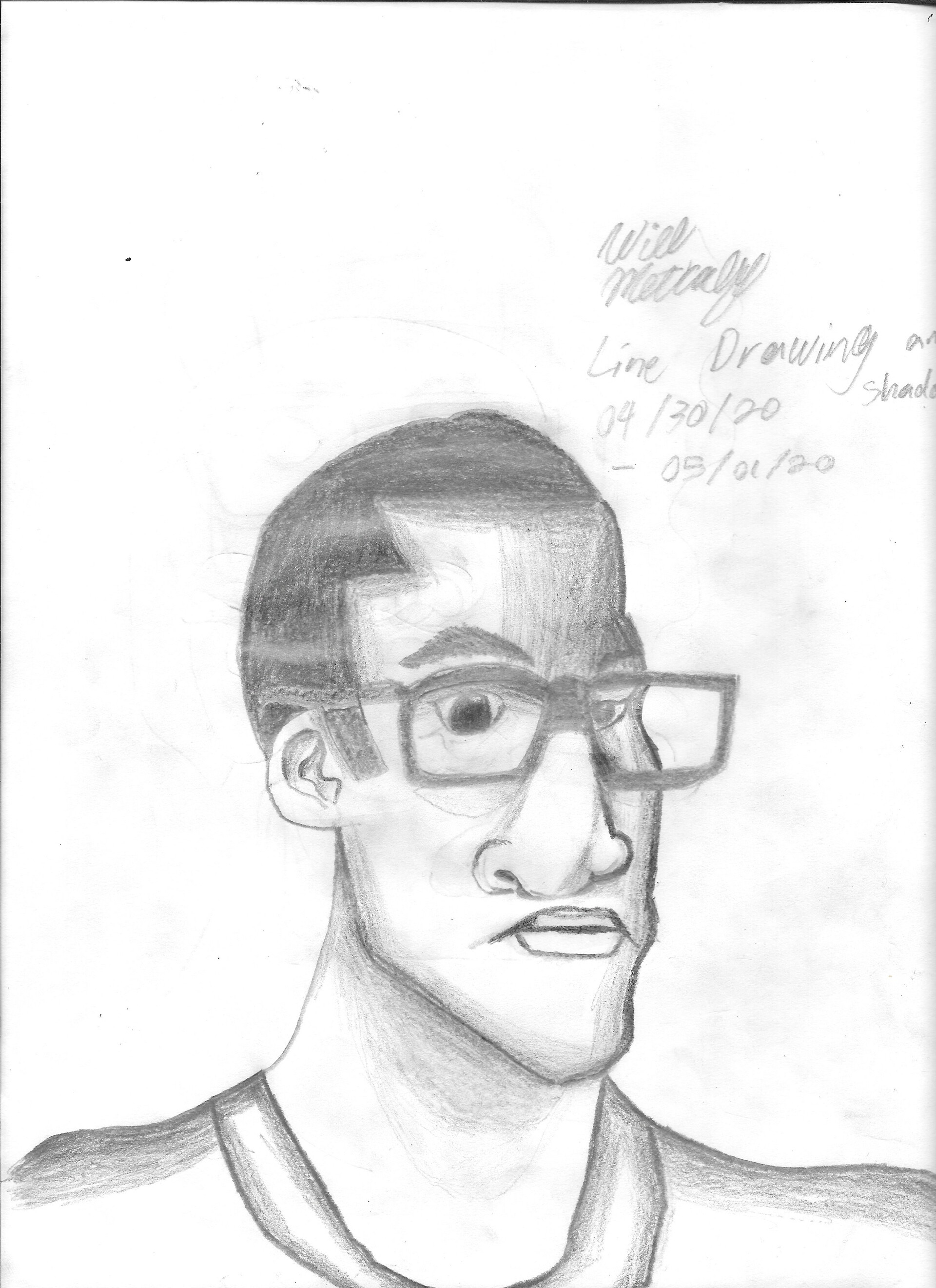 ArtStation - Self Portrait Line Drawing with 3D Shading-Will Metcalf