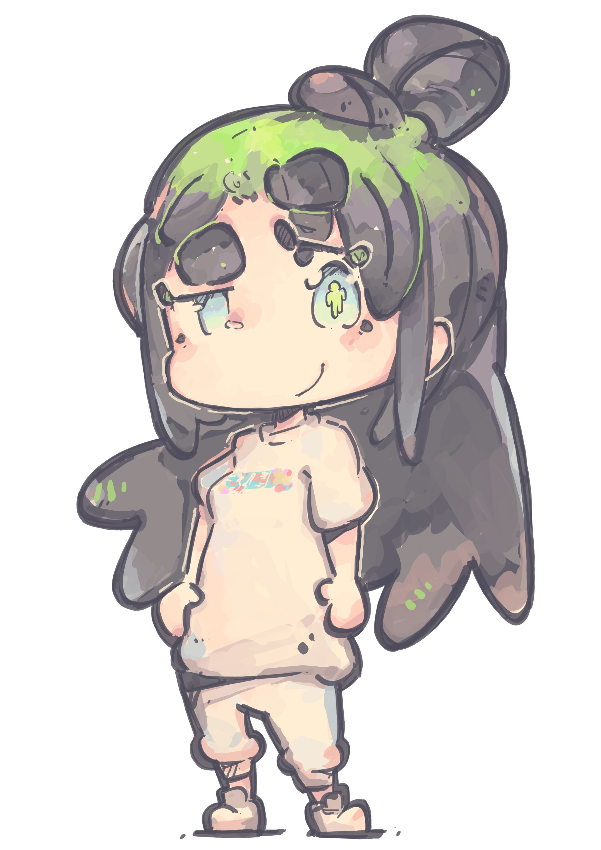 how to draw billie eilish chibi