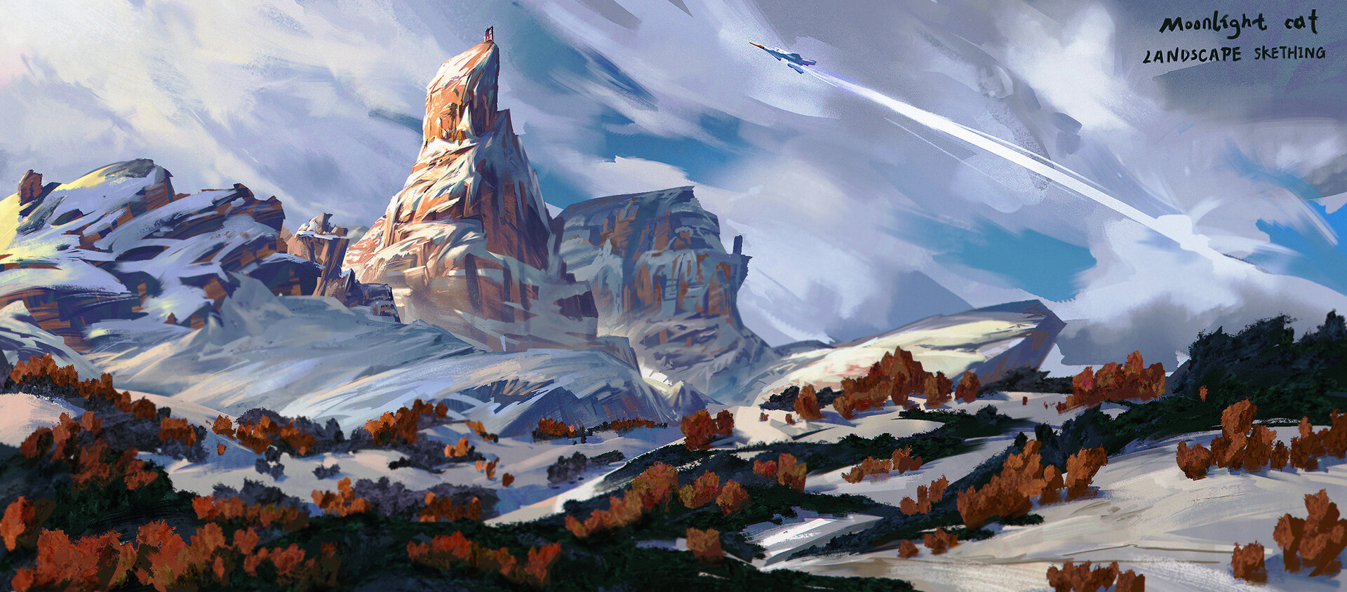 ArtStation - LANDSCAPE SKETHING Blue FLy art