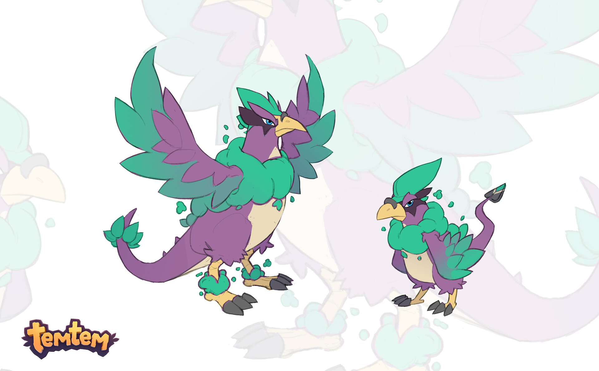 Hugo Ruiz Quintana - Temtem - Early Studies of Zephyruff and Volarend