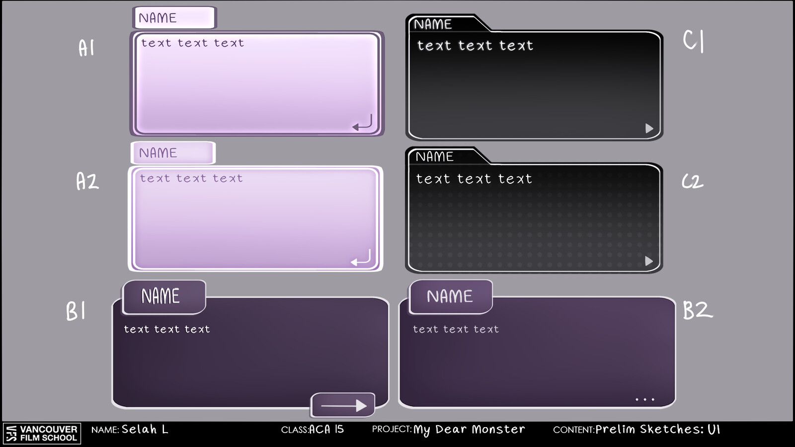 Selah Lynn - Visual Novel Project - Preliminary Sketches