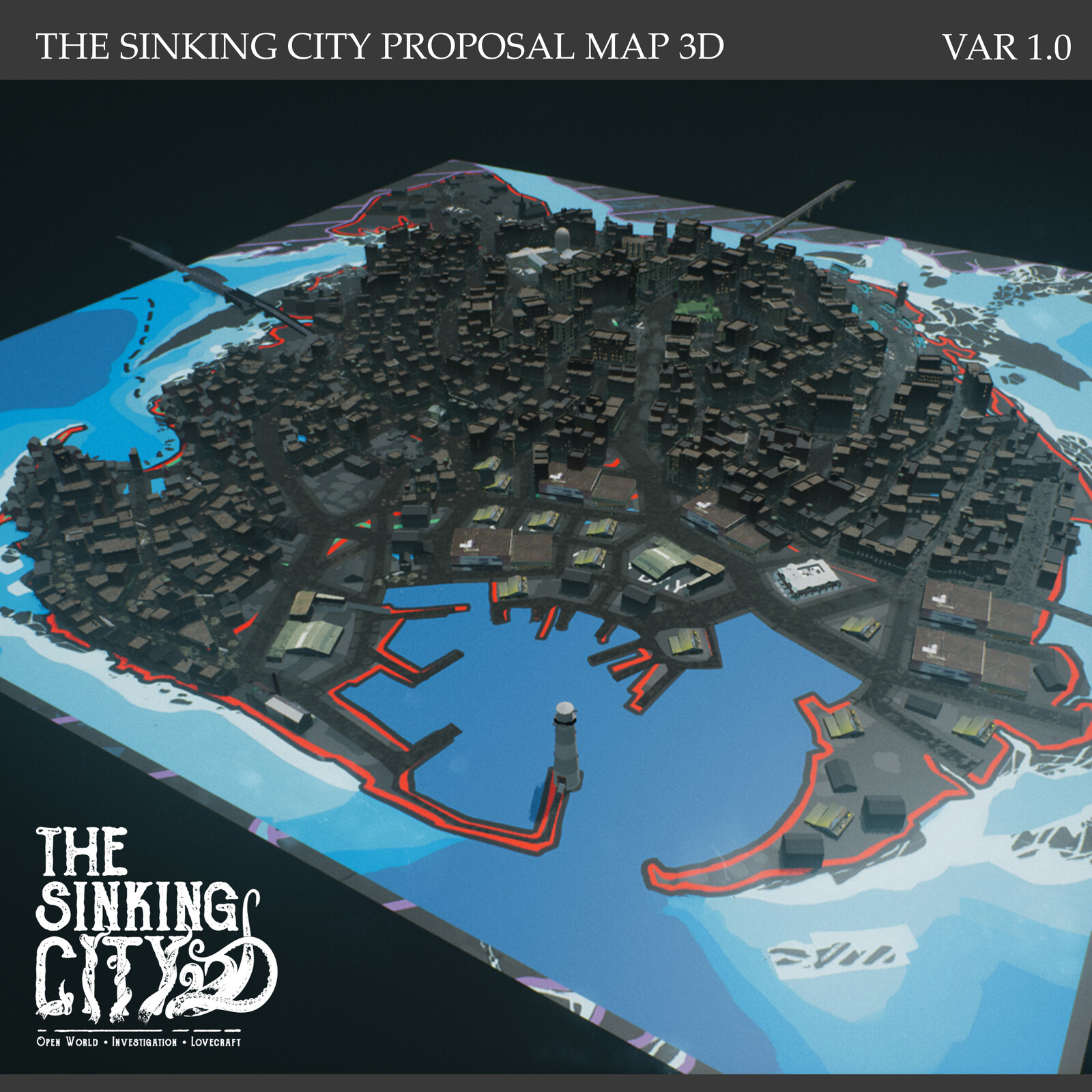Katerina - Worldbuilding: The Sinking City map evolution 3d