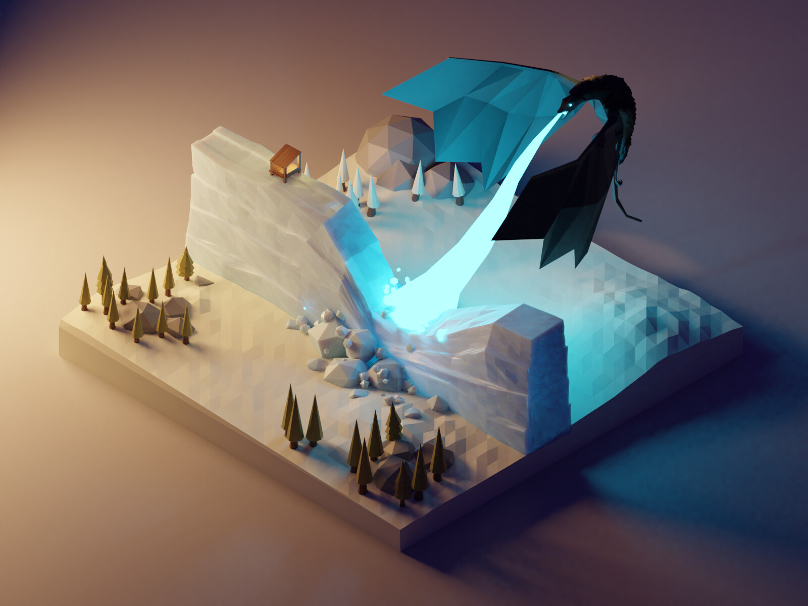 ArtStation - Game of Thrones (the fall of the wall)((lowpoly isometric)