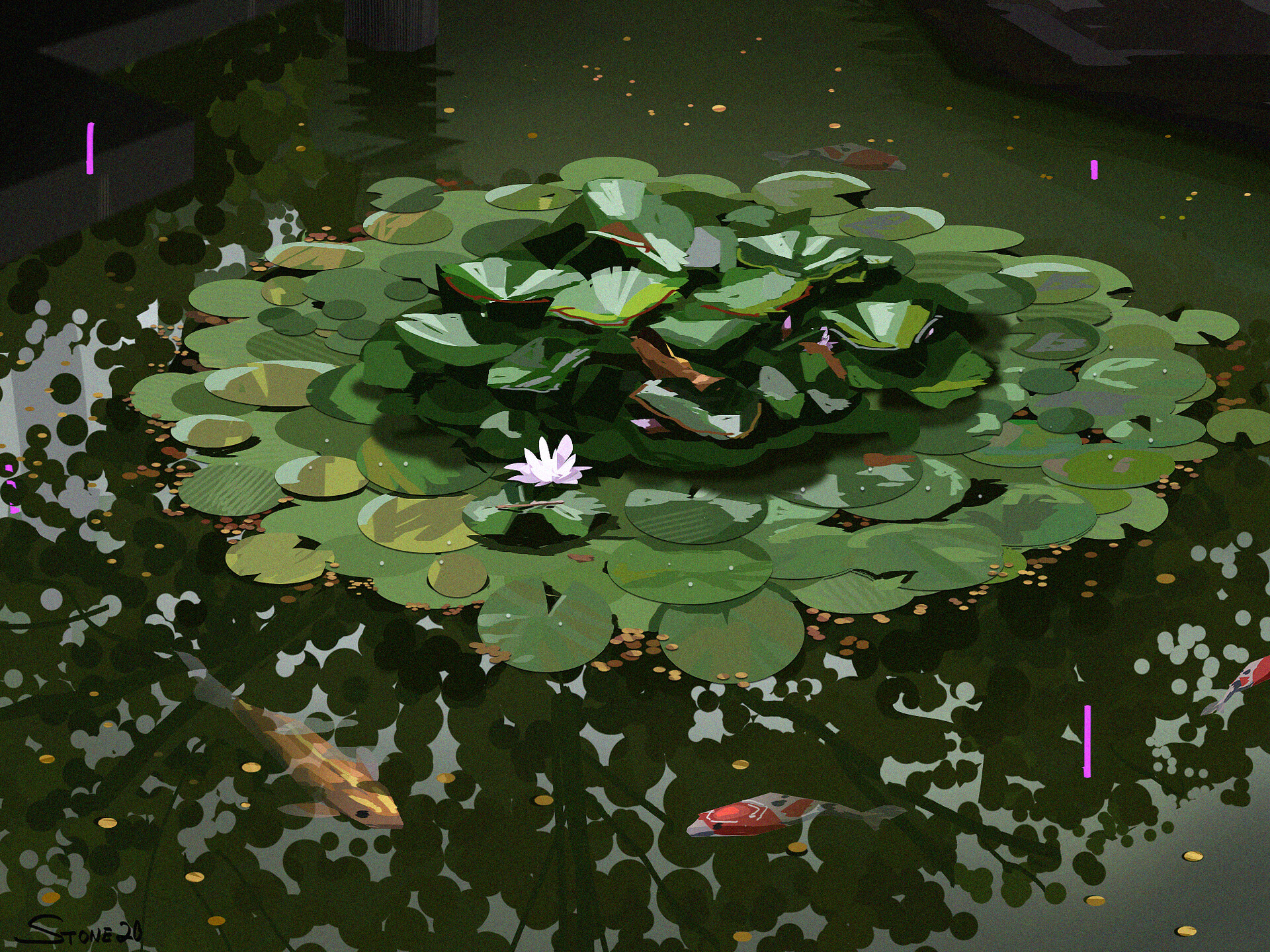 ArtStation - No texture study 4:Water Lilies