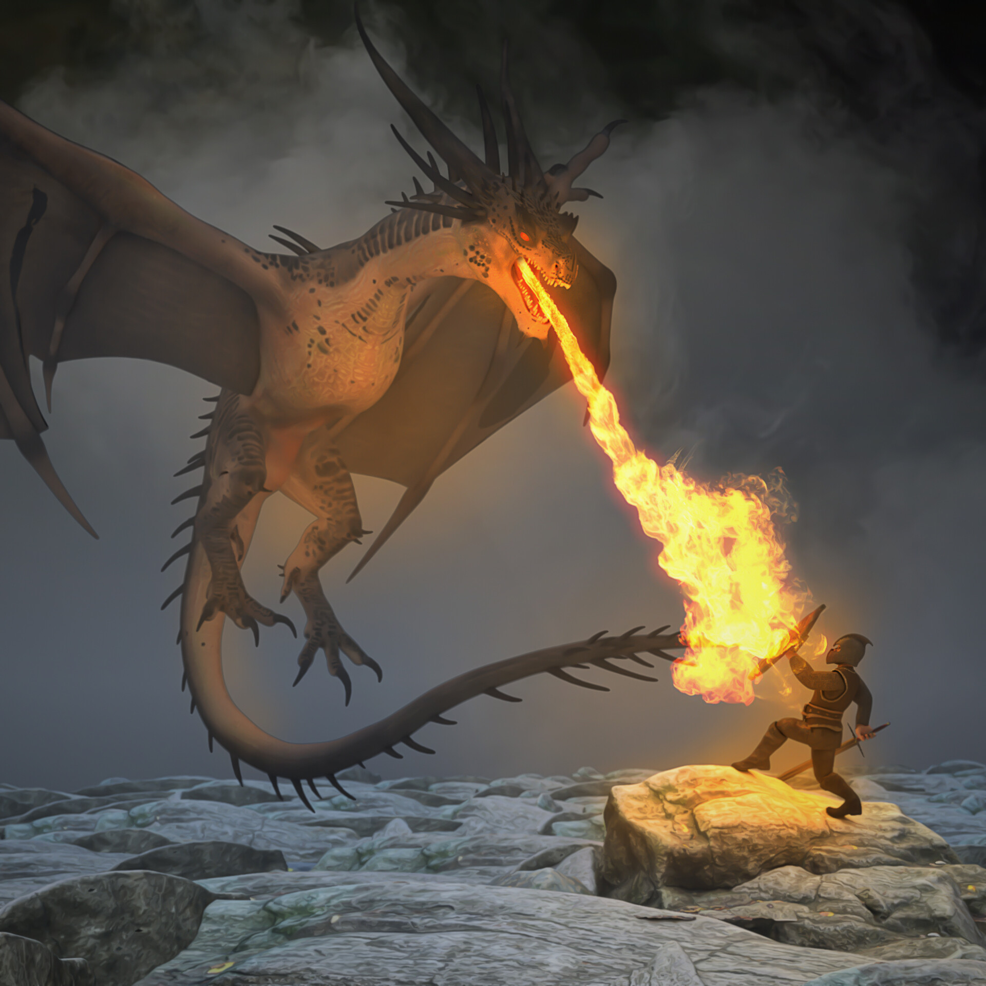 realistic dragons fighting