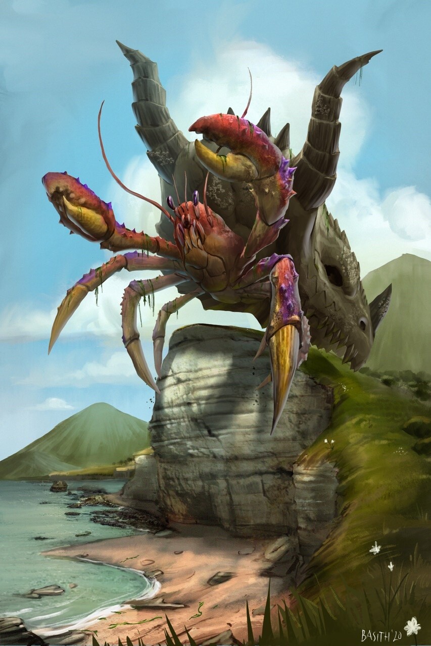 Dragonskull Hermit Crab by Basith Ibrahim : r/ImaginaryBehemoths