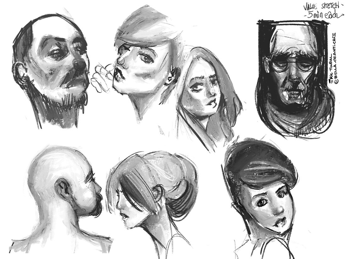 ArtStation - -5min each-quick_sketches_Daily Character sketching