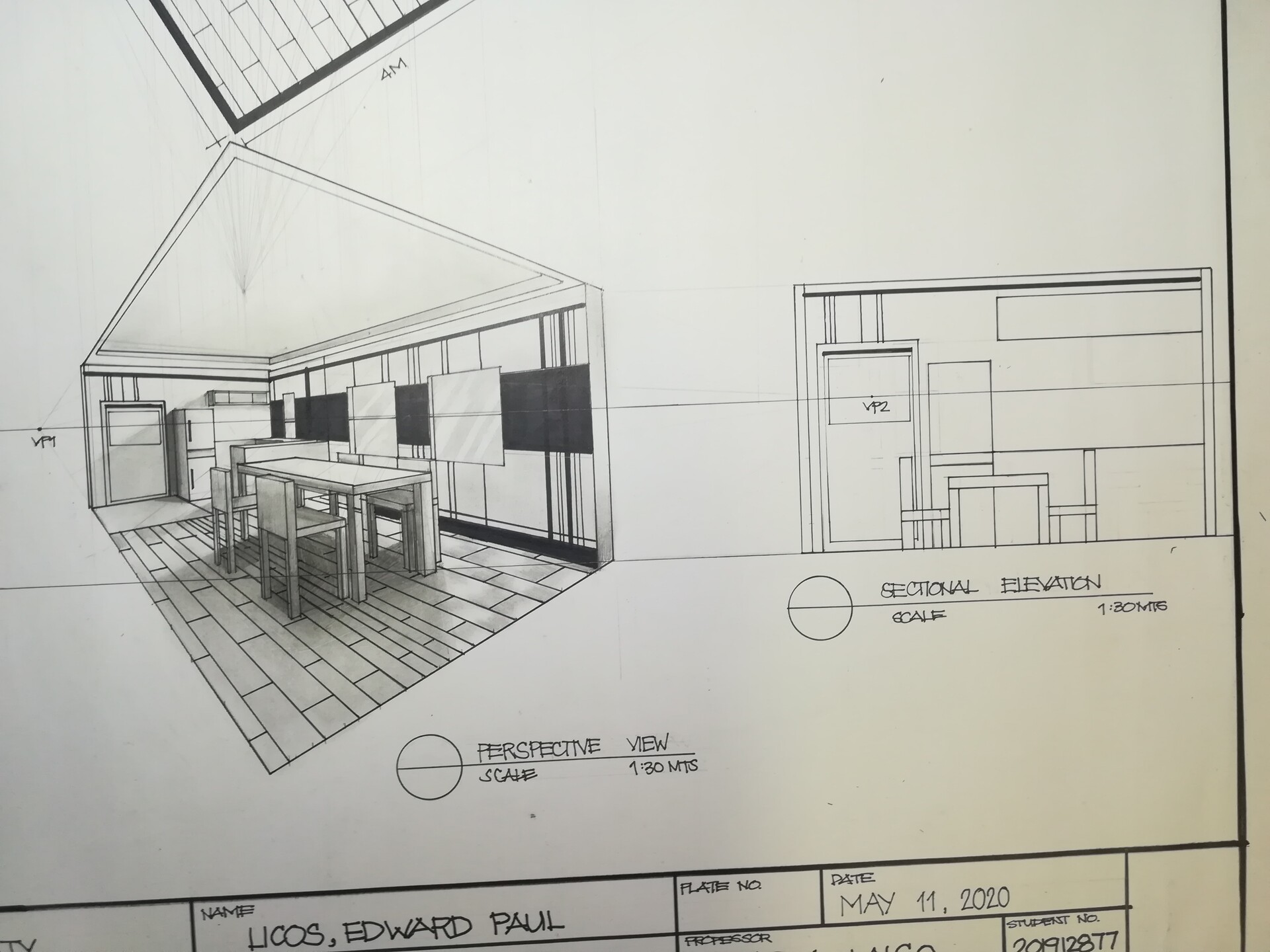 how to draw scaled interior perspective