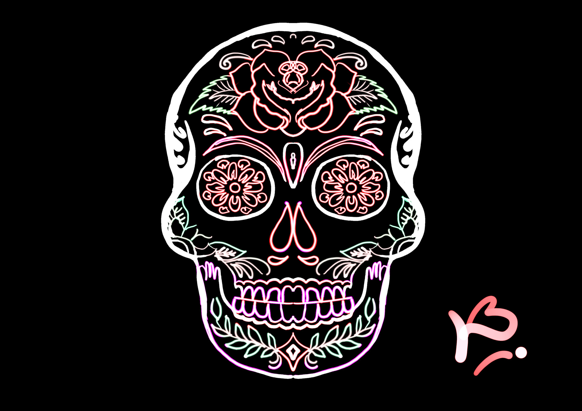 ArtStation - Skull and roses