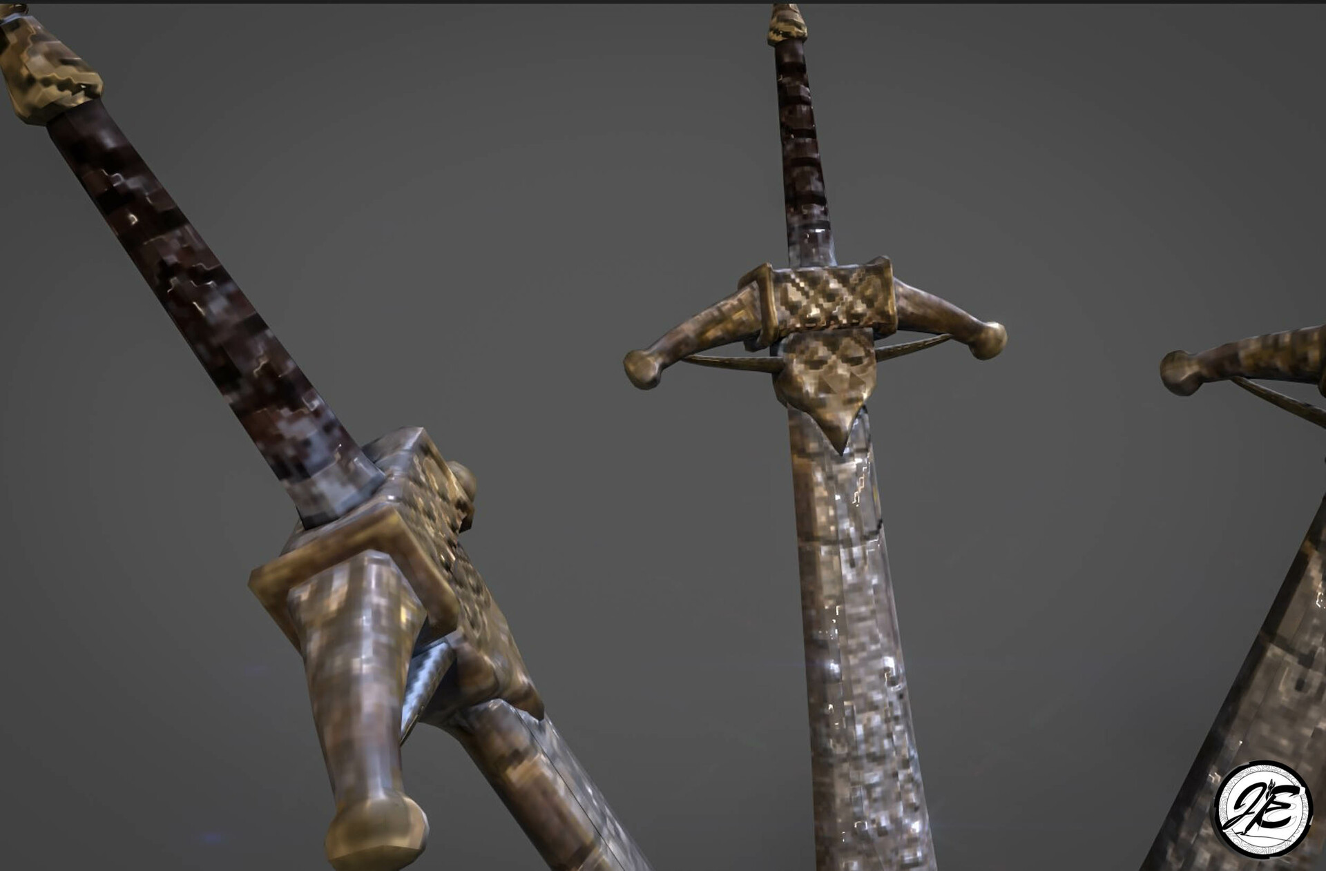Jorden Estes - Rustic Frozen Viking Golden Hilt Swords
