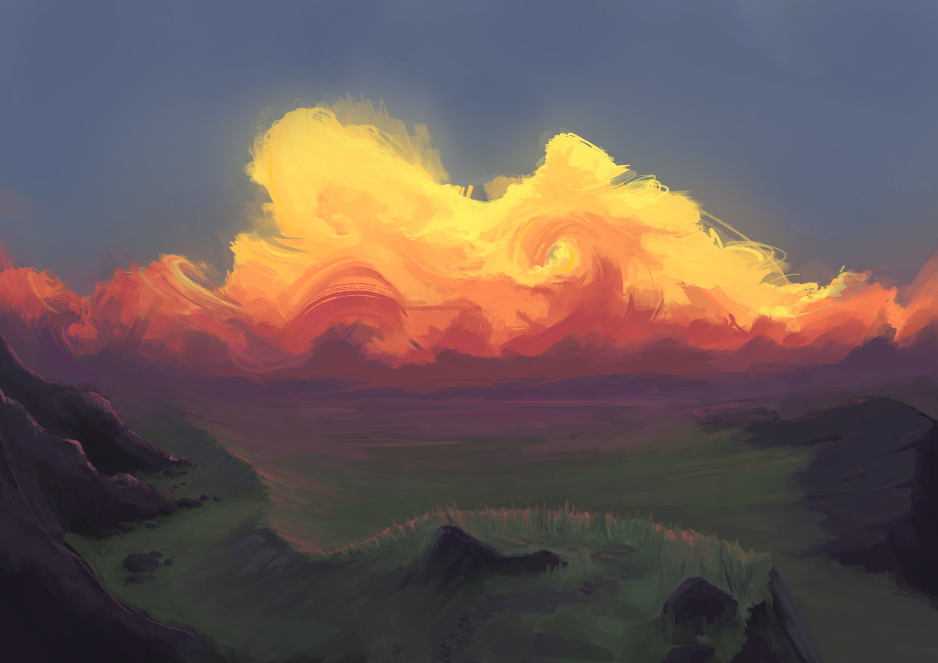 how to draw clouds sunset
