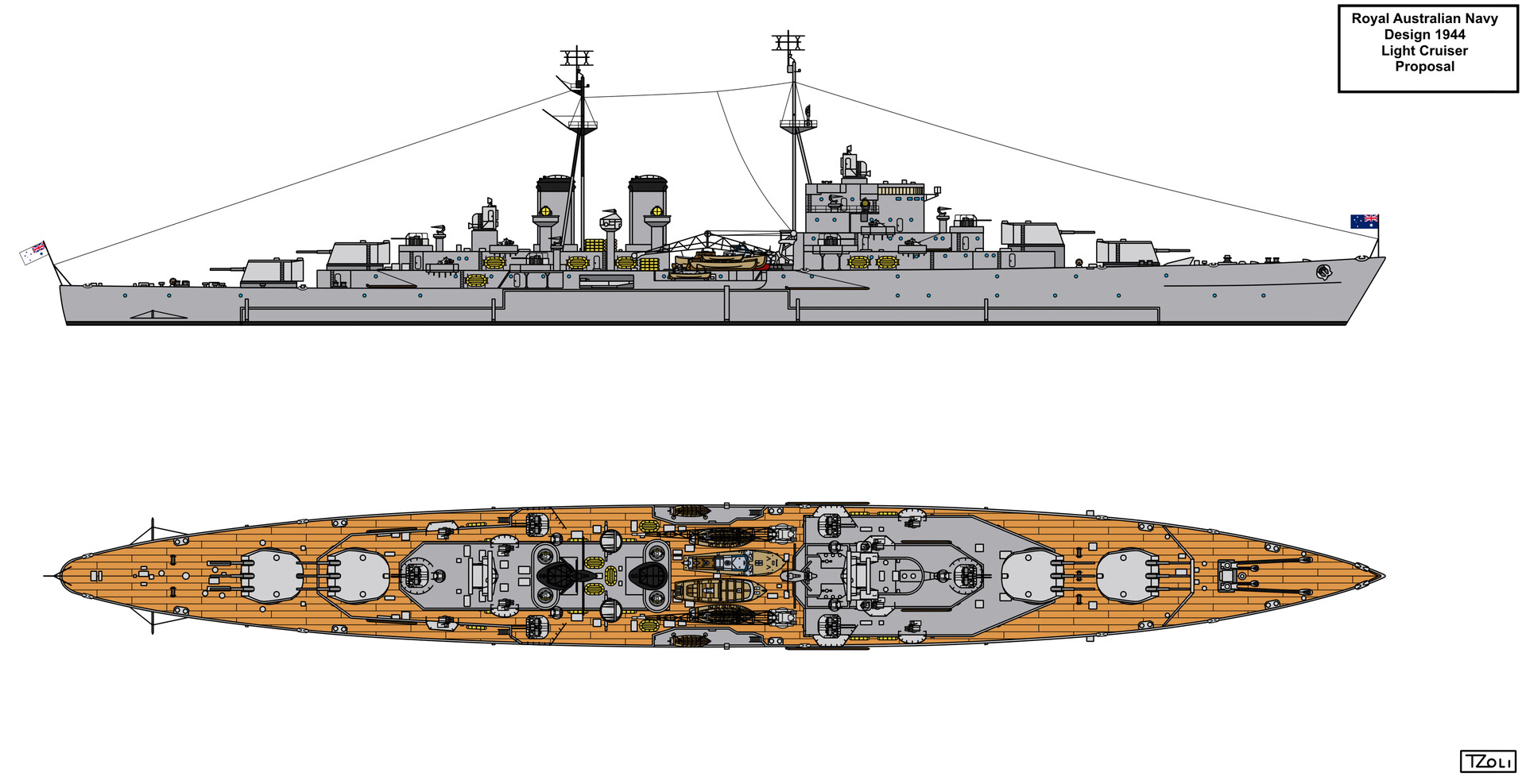 Takács Zoltán - TZoli - Royal Australian Navy 1944 Design Light Cruiser