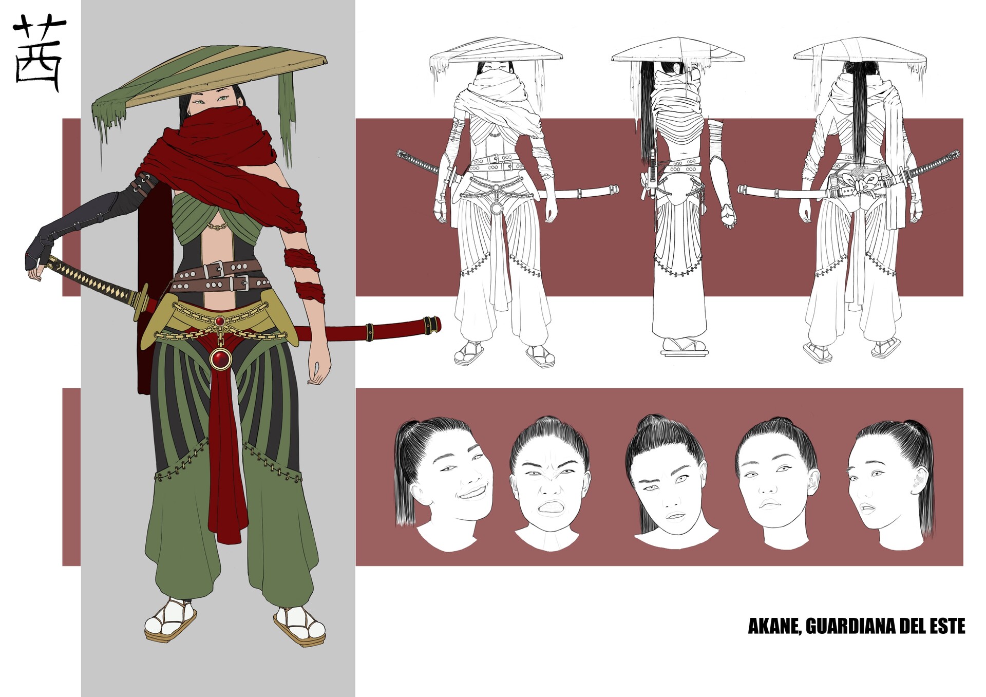 ArtStation - Akane, Character Sheet