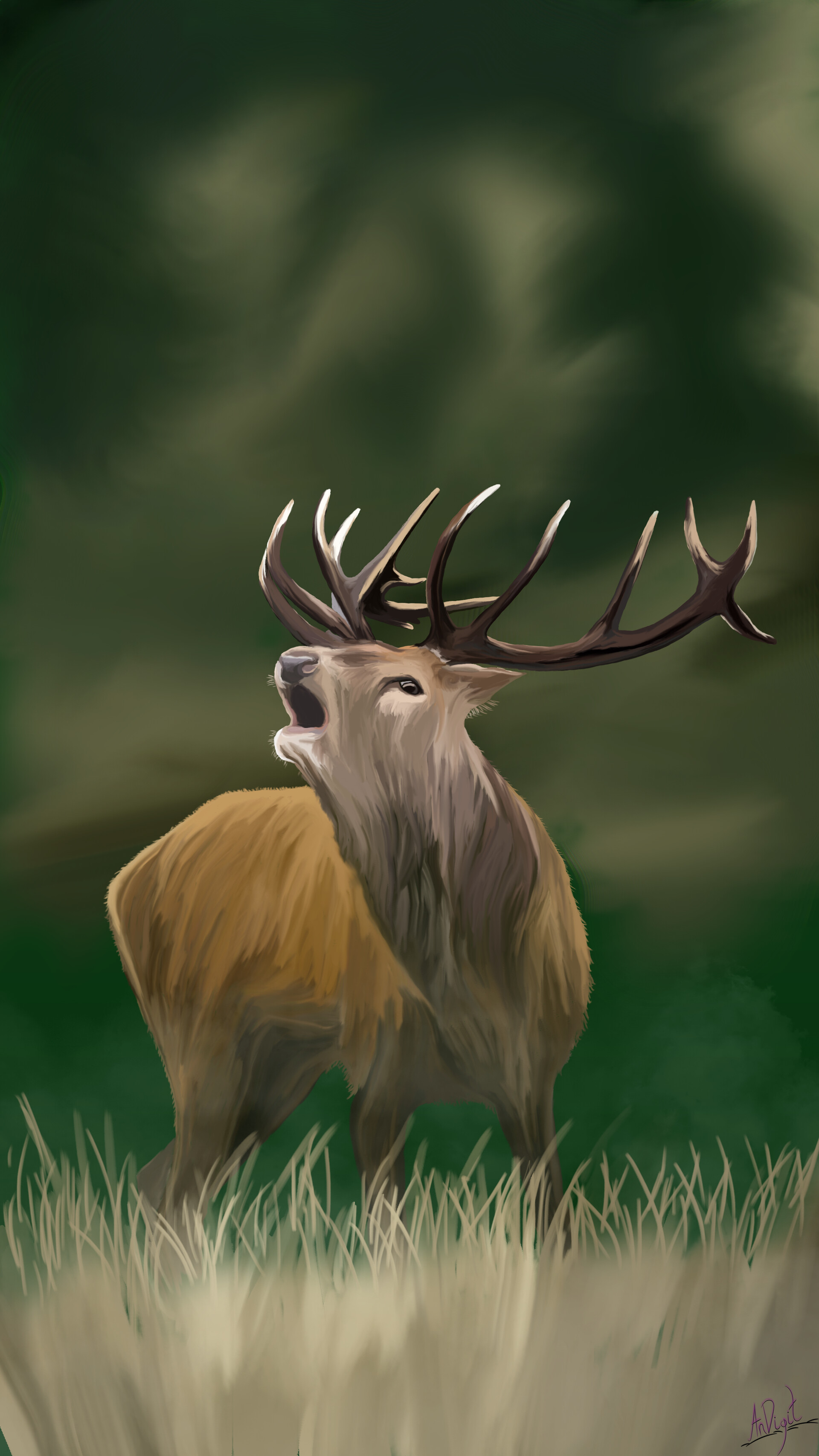 ArtStation - Deer painting