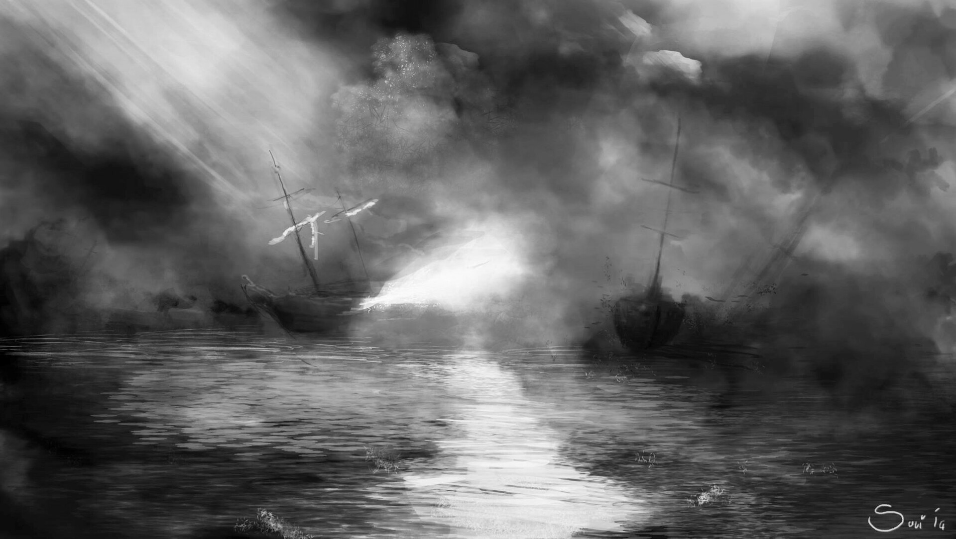 David Scott - Powder, Sail and Salt - Turner Inspired sea battle