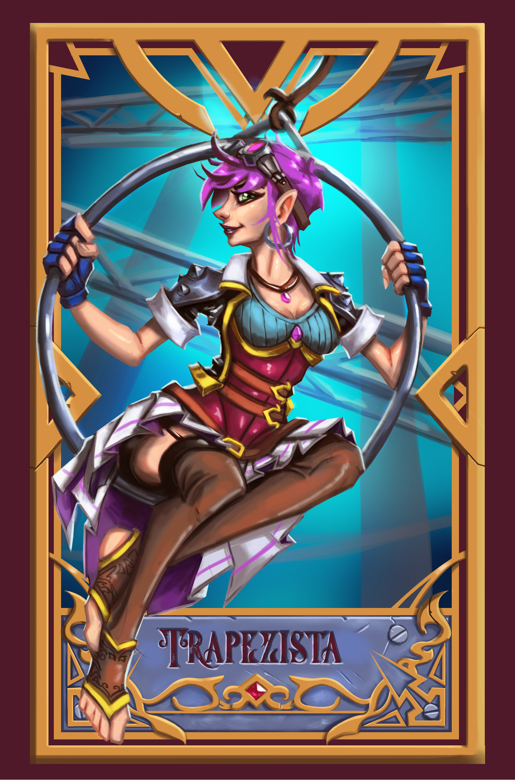 ArtStation - Project card redesign - Trapeze artist steampunk