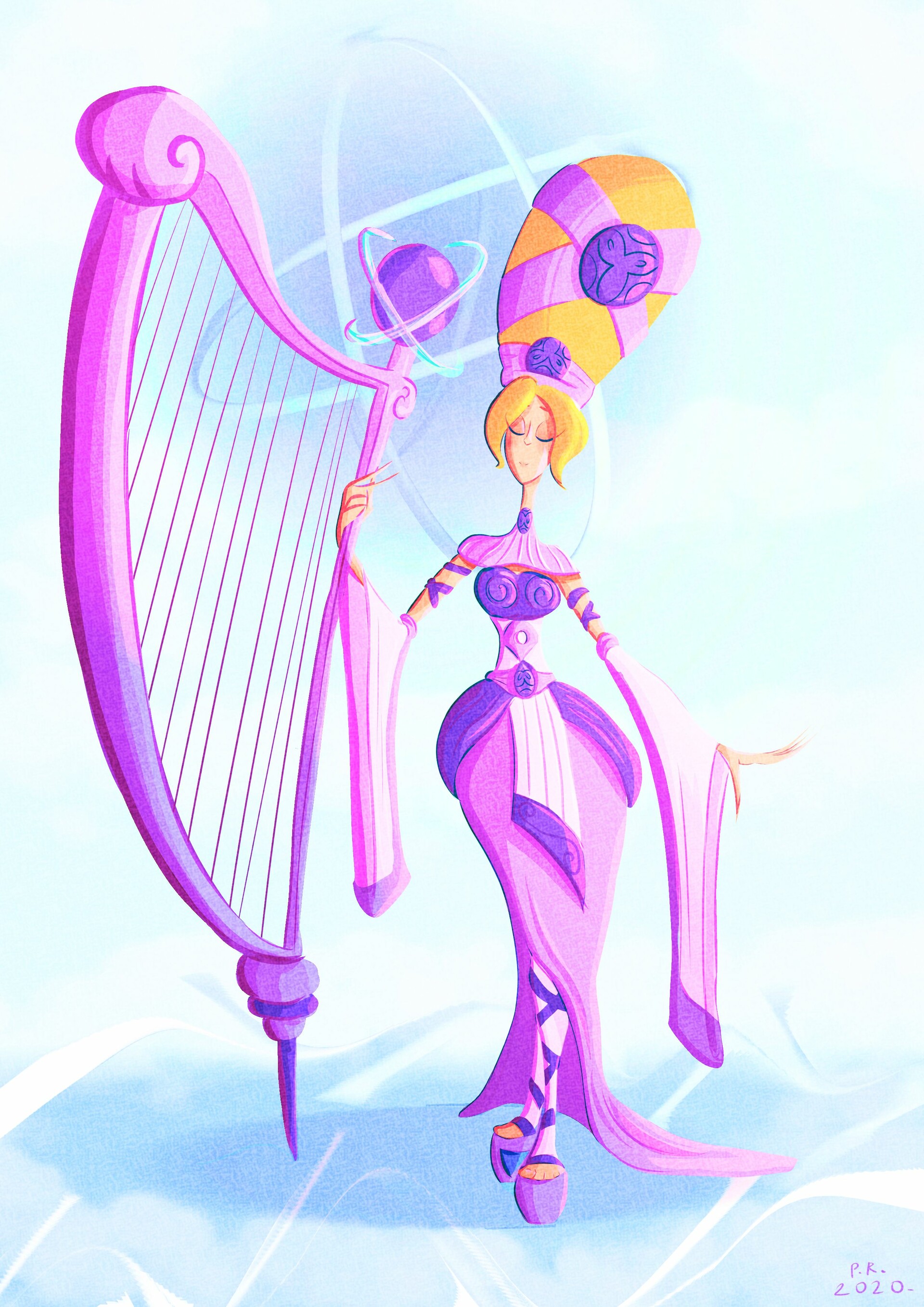 ArtStation - Fantasy Harp Lady