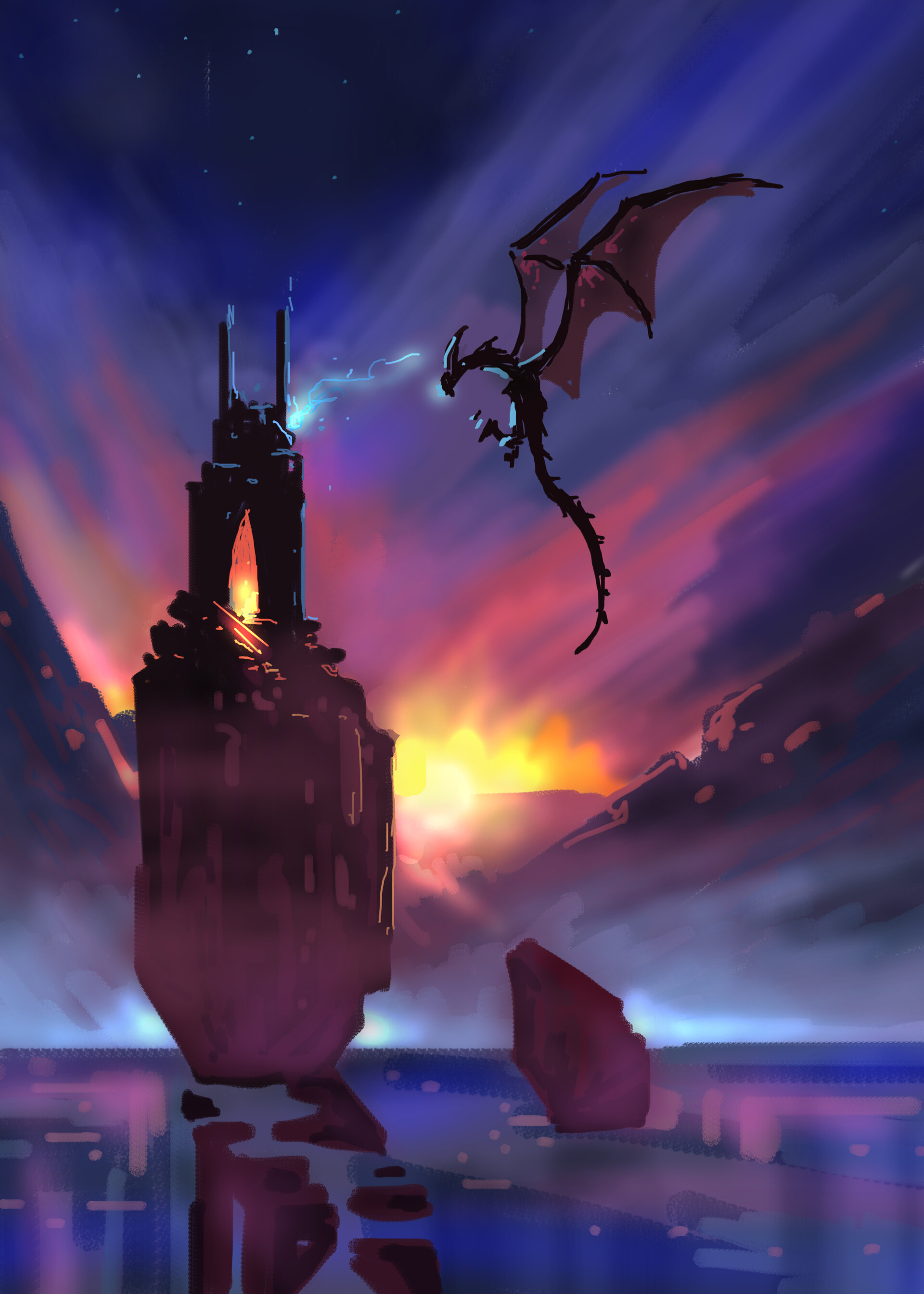 ArtStation - Speedpainting, reference from artwork of Omer Tunc, time 1h+