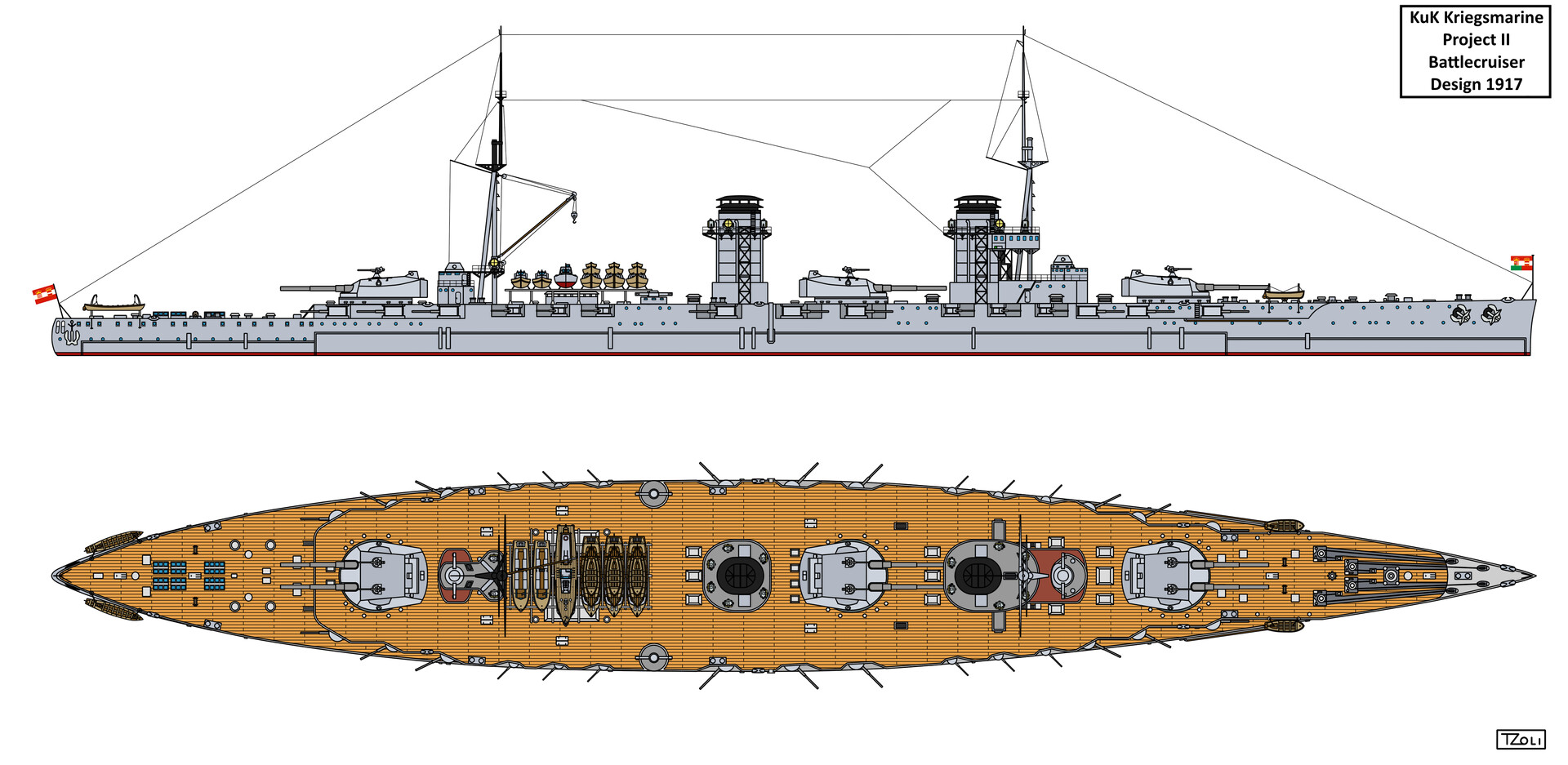 Takács Zoltán - TZoli - Austro-Hungarian Project II Battlecruiser Design