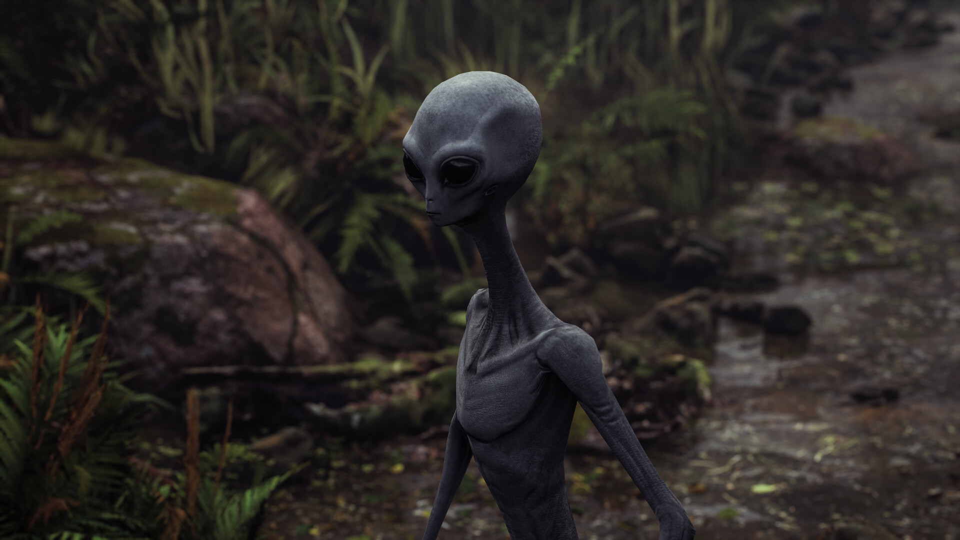 Pasquale Scionti - Grey alien in a forest render with unreal engine 4,25