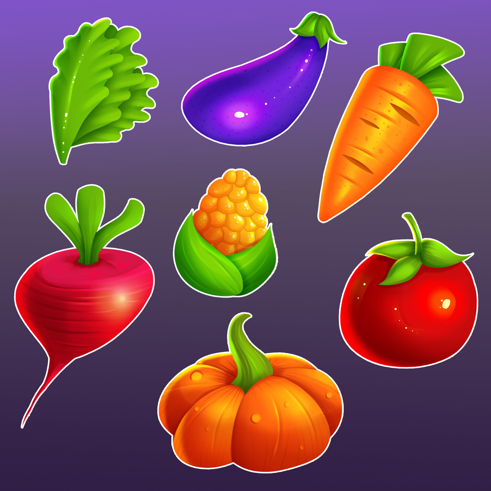 ArtStation - 2D vegetable icons