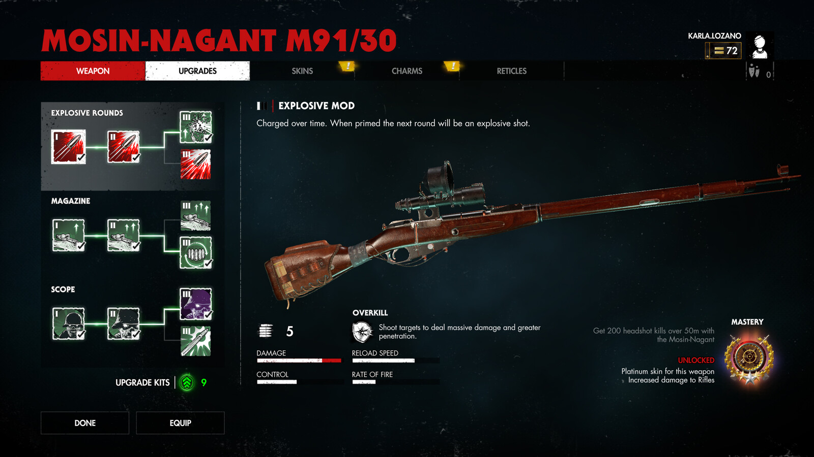 Karla Lozano Carbajal - ZA4: Weapon selection and customisation screens