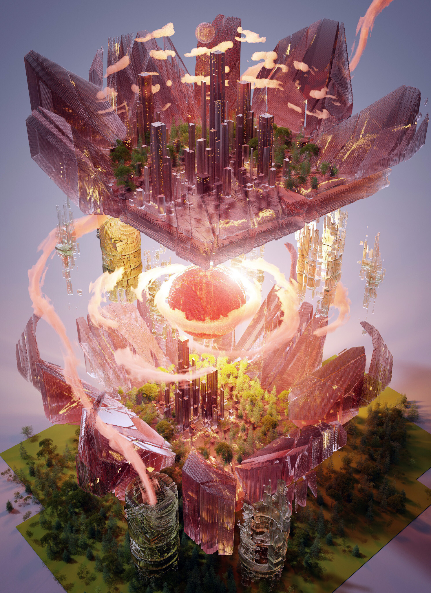 ArtStation - Abstract/Crystal city - Voxel art