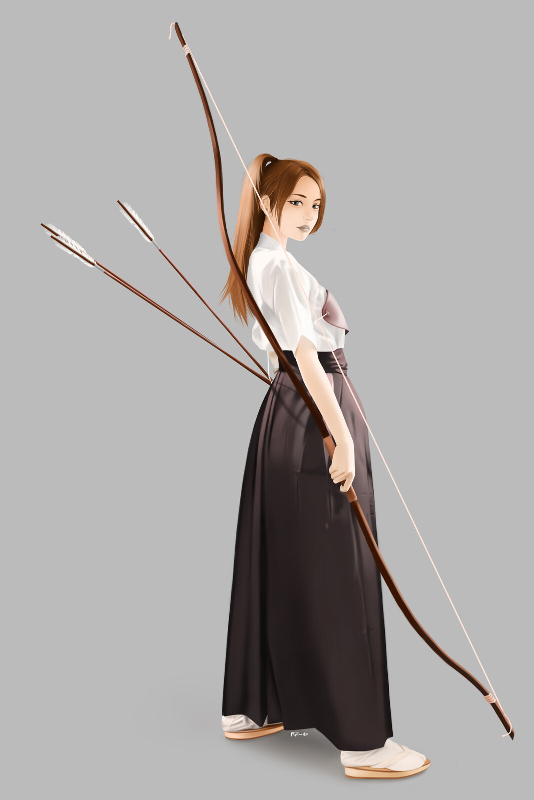 Fly Zefree - Girl Illustration 10 - Kyudo Girl (Japanese Archery martial Art )