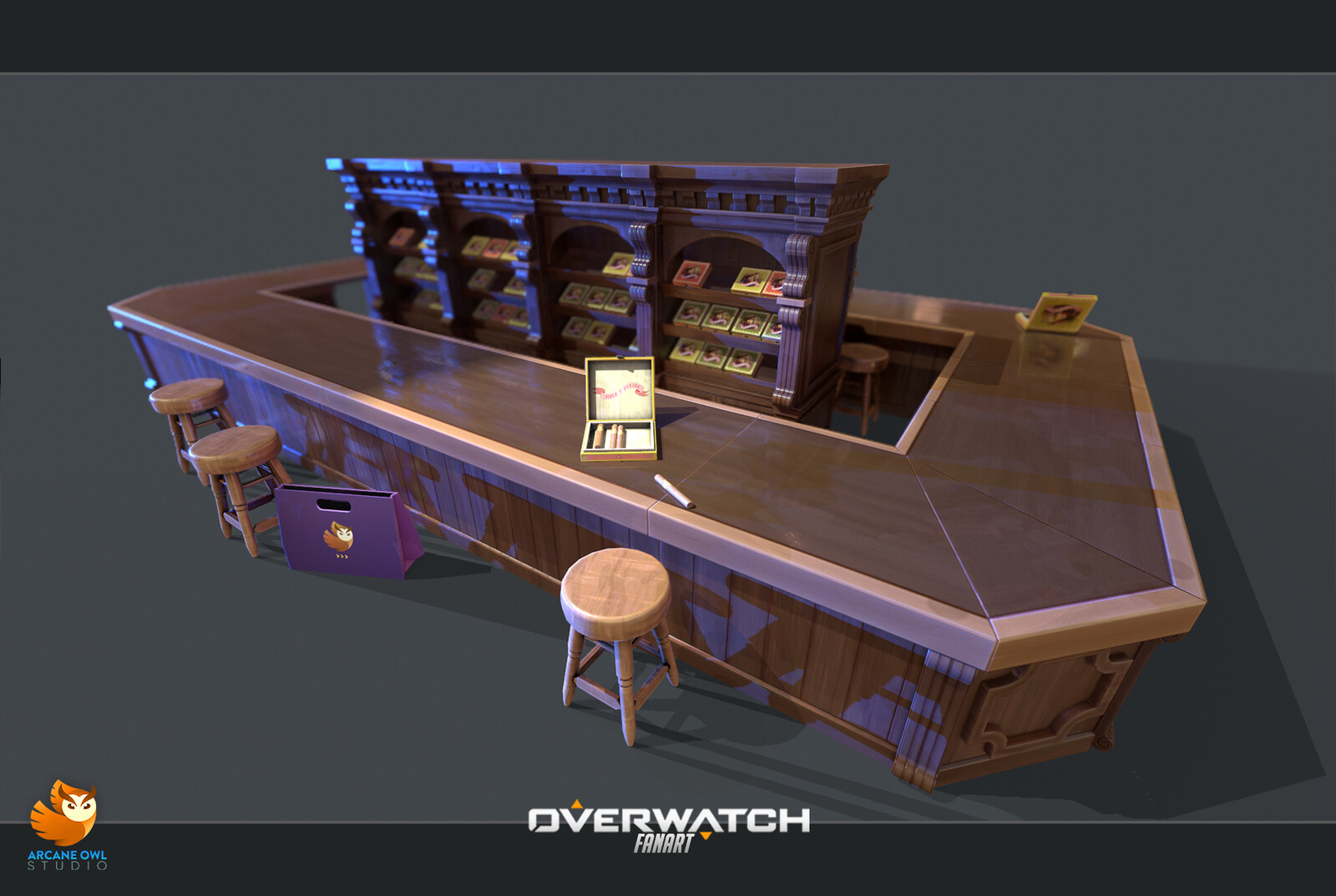 Arcane Owl Studio - Overwatch FanArt - Cigar Lounge Room