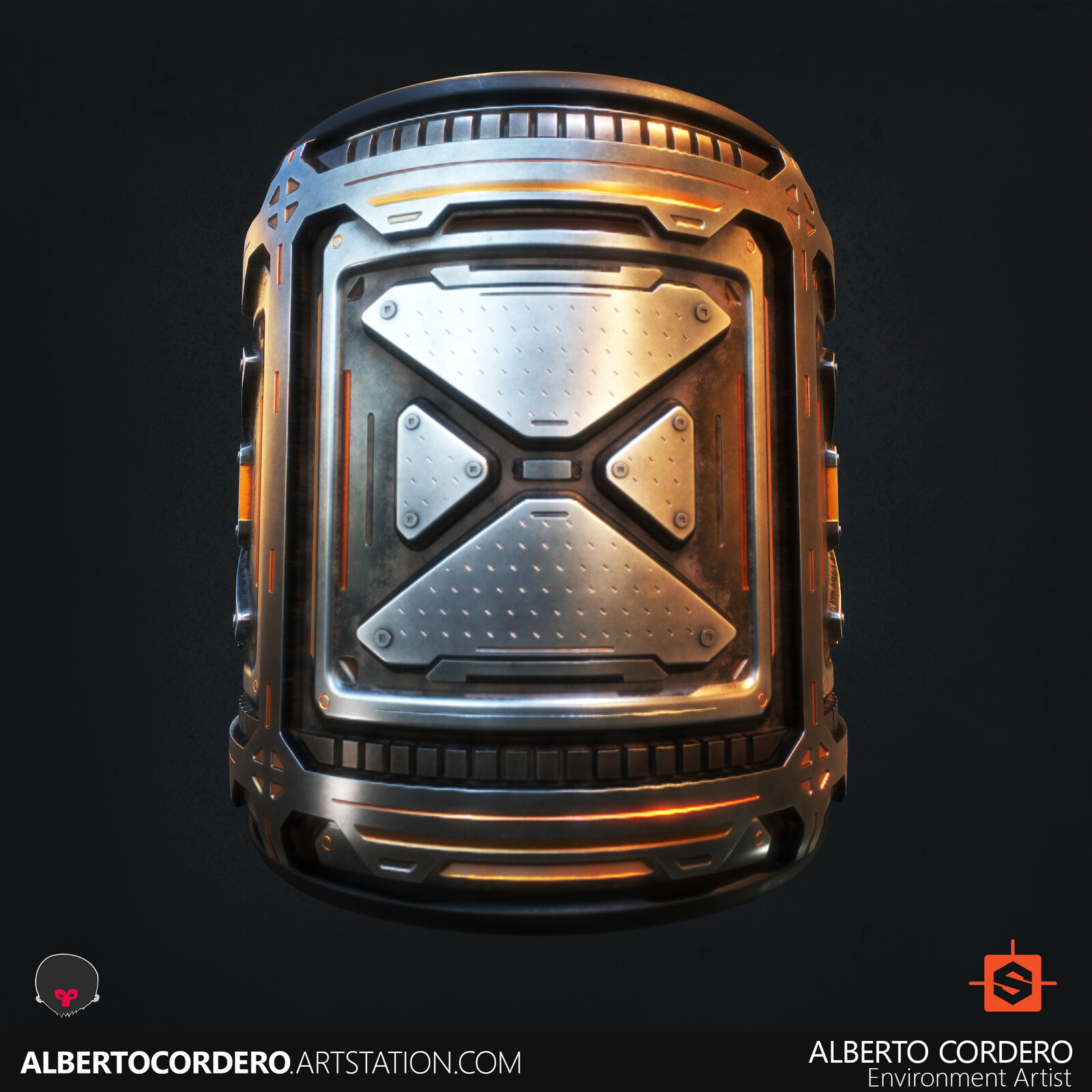 Alberto Cordero - Sci-Fi Wall Panel - Substance Designer