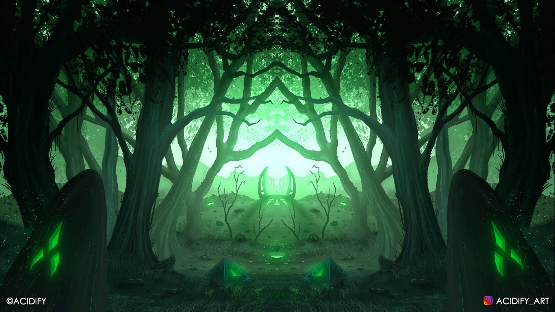 ArtStation - Utopia (2D Fantasy Landscape / Symmetry Concept Art)