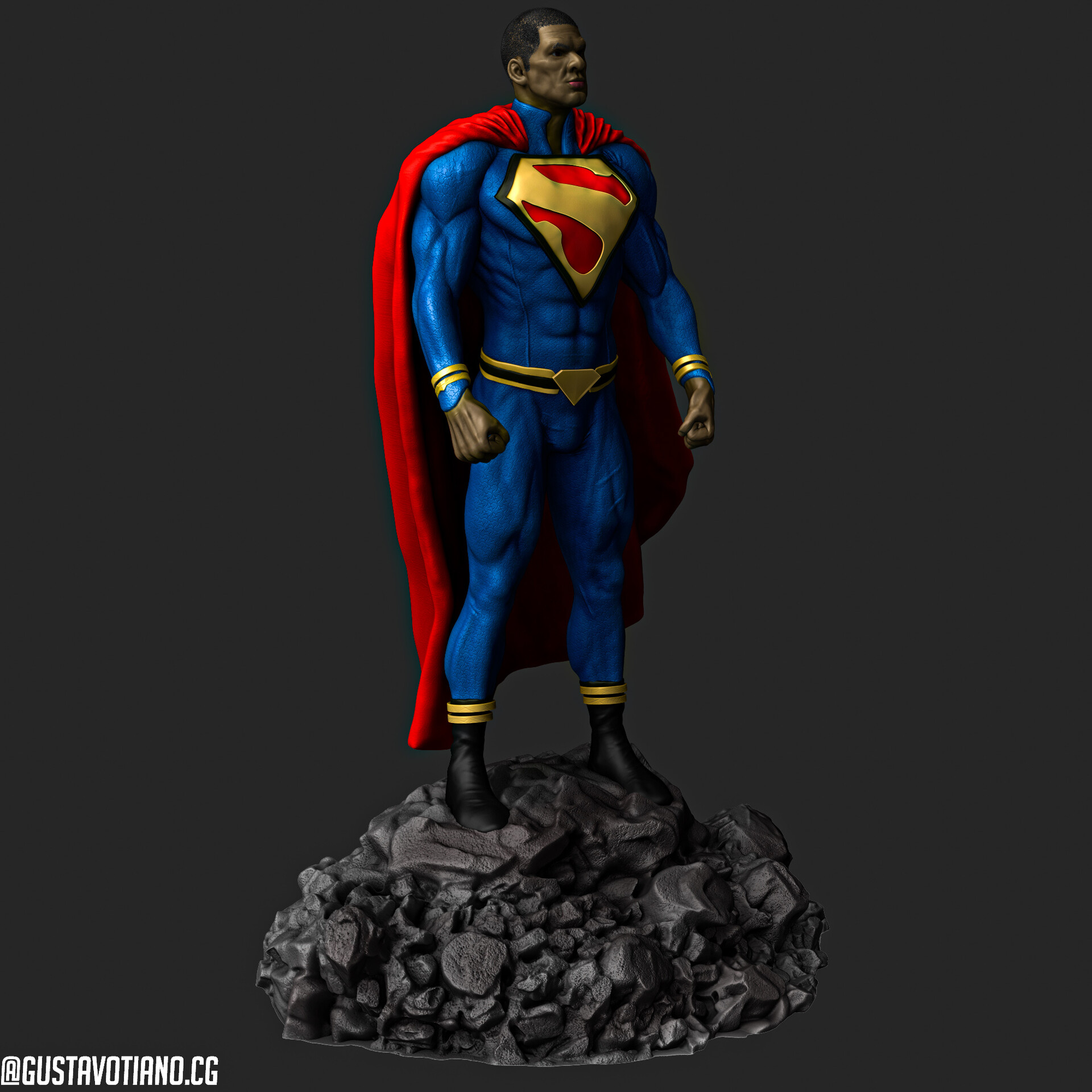 Gustavo Tiano - DC Black Superman Calvin Ellis fan art for 3D Print