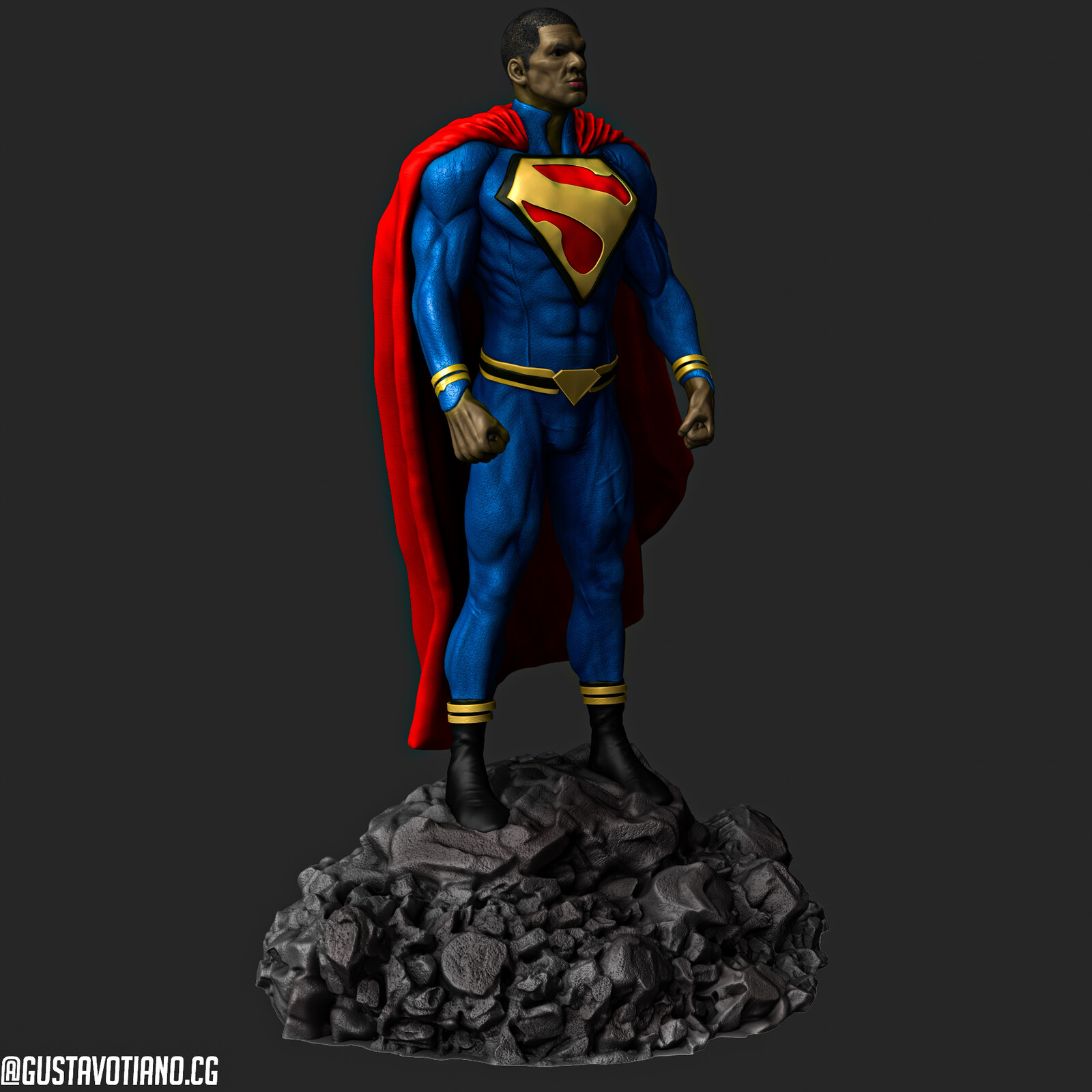 Gustavo Tiano - DC Black Superman Calvin Ellis fan art for 3D Print