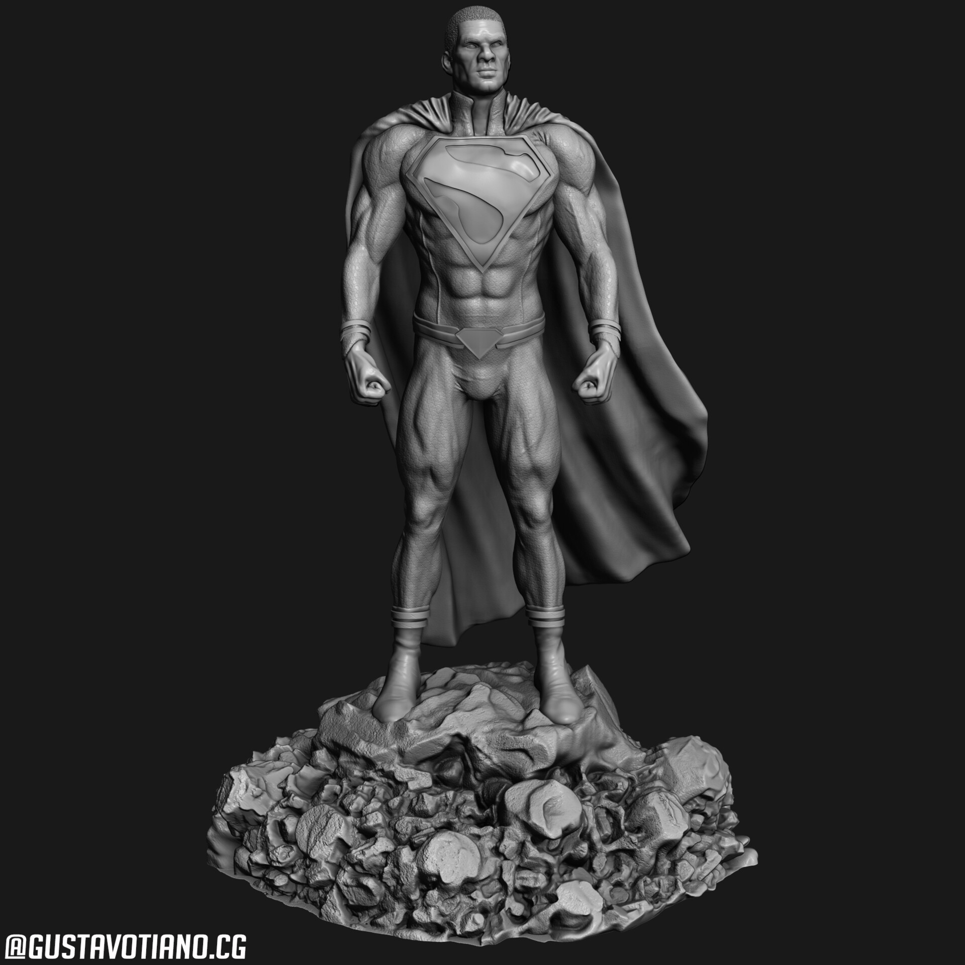 Gustavo Tiano - DC Black Superman Calvin Ellis fan art for 3D Print
