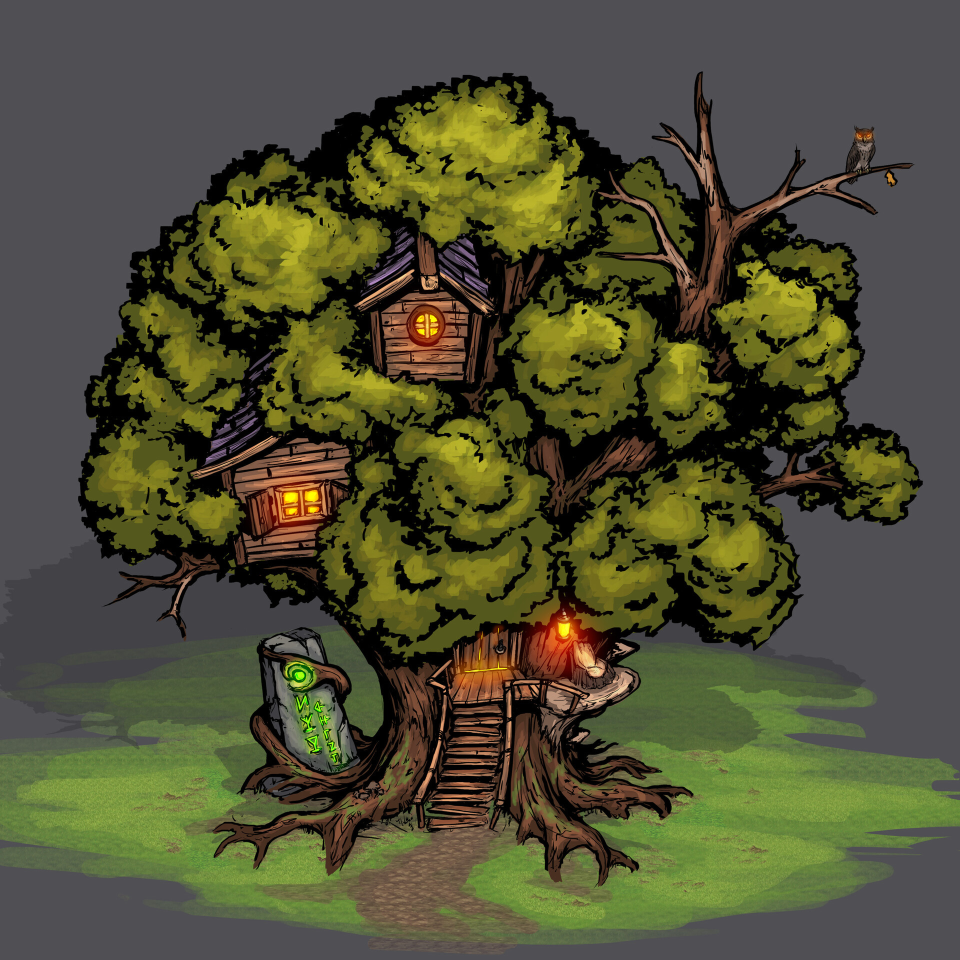ArtStation - MIW. Druid House on the old oak