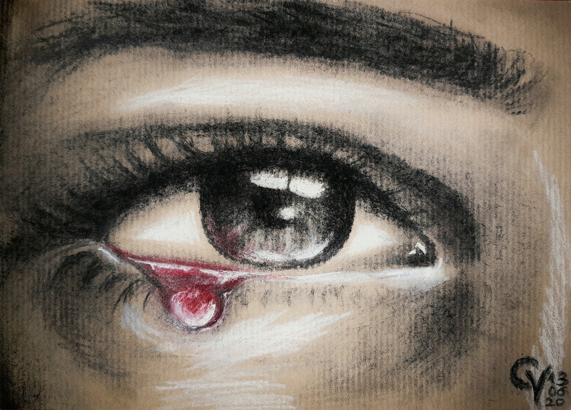 how to draw blood in colored pencil