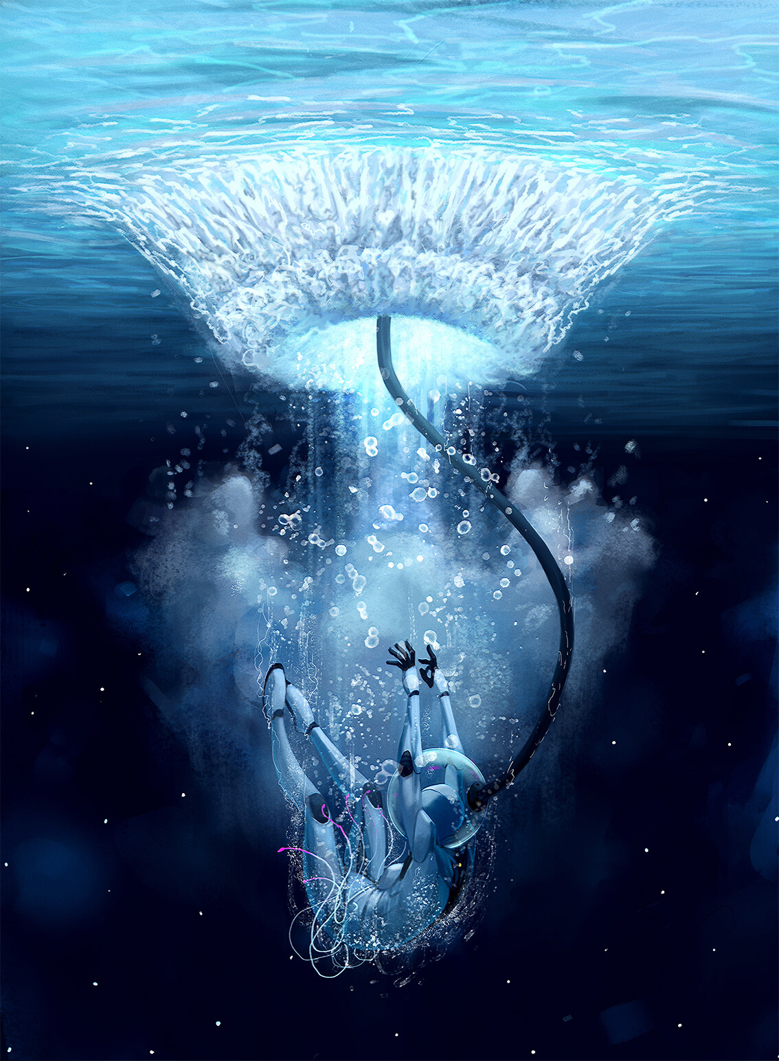 Anime Girl Falling In Water