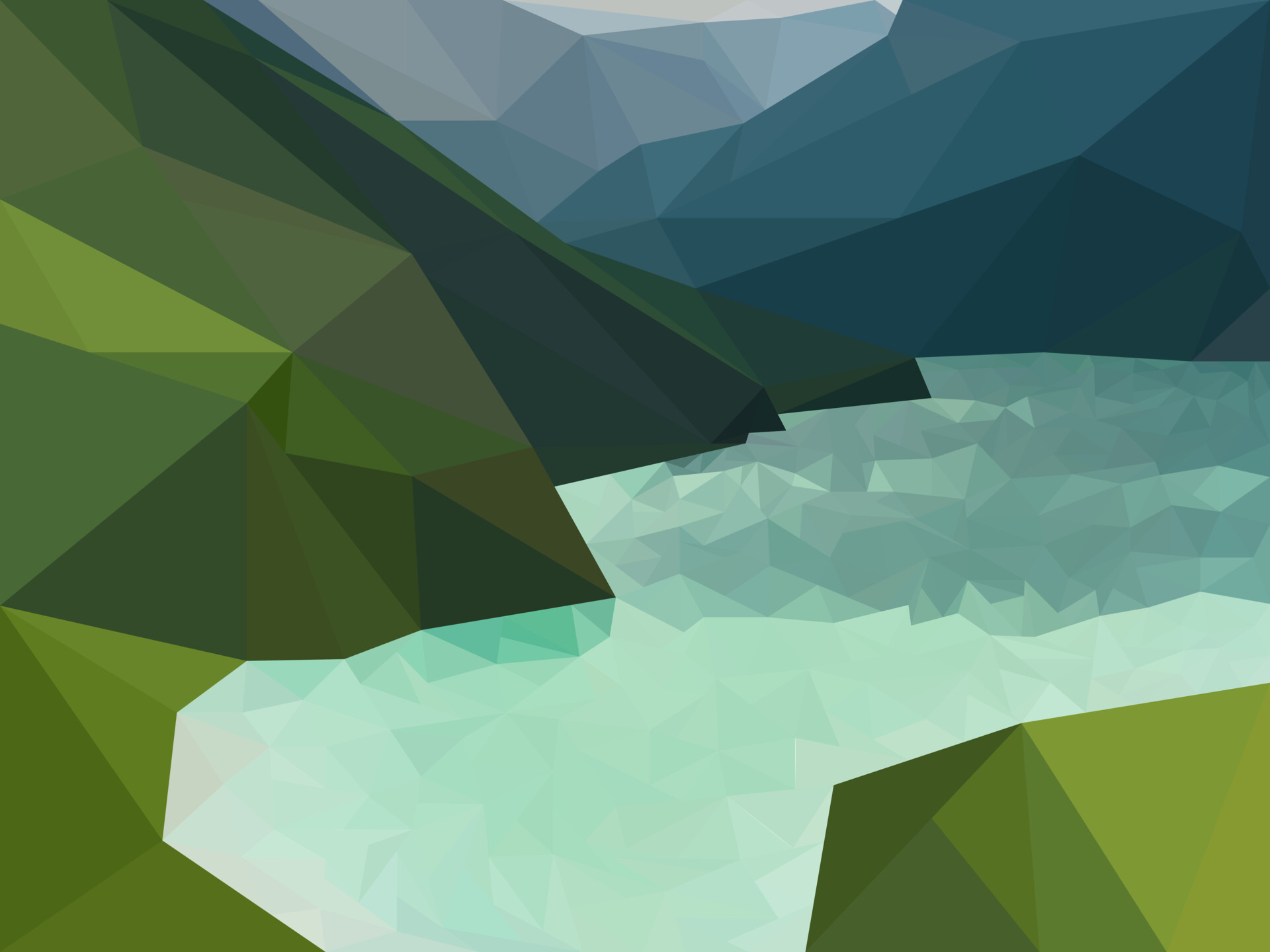 ArtStation - Nature, mountains, lake and taiga in Low Poly
