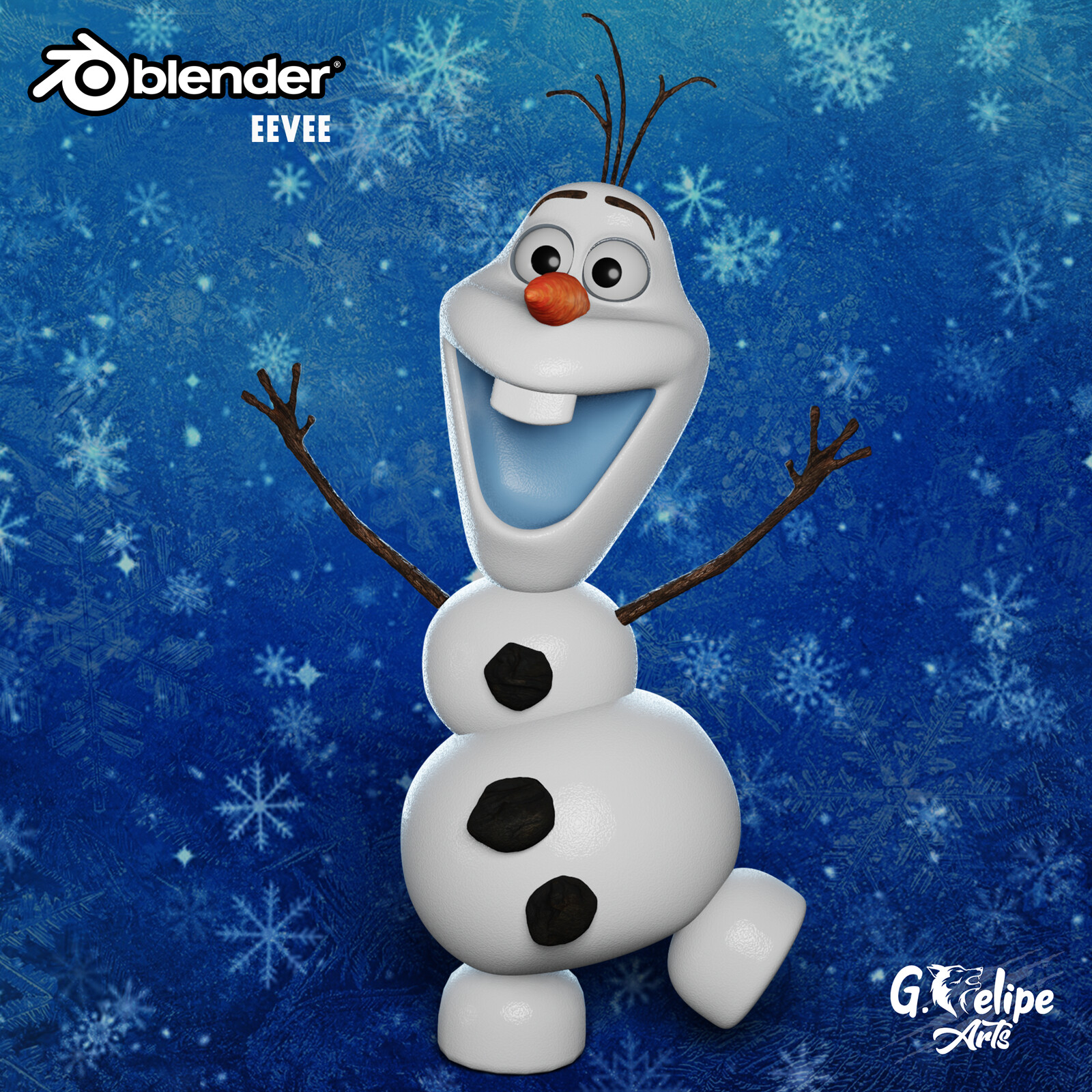 G. Felipe Arts - Olaf - Personagem 3D - Fan Art