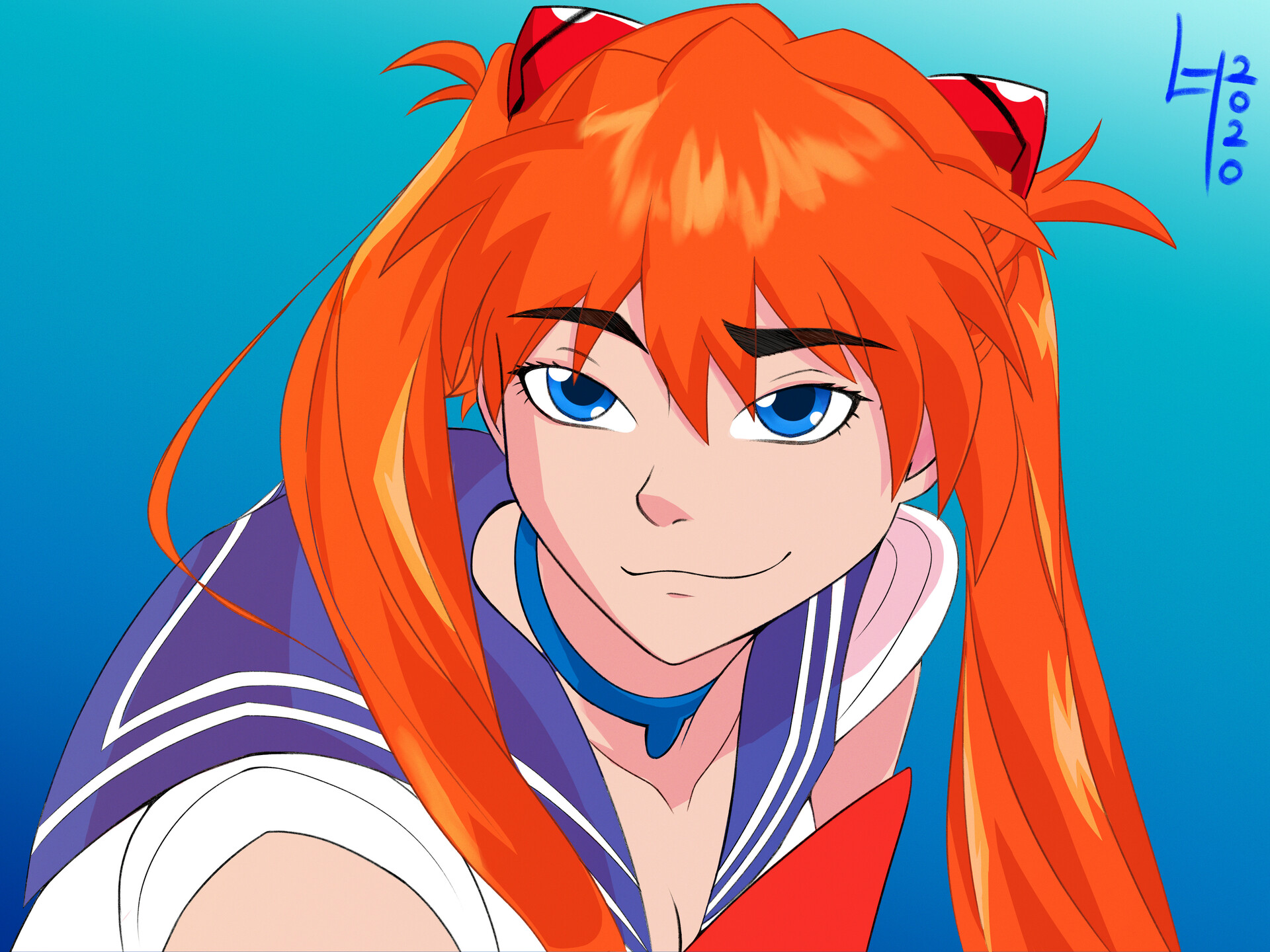 ArtStation - NGE Asuka x Sailor Moon Redraw Challenge