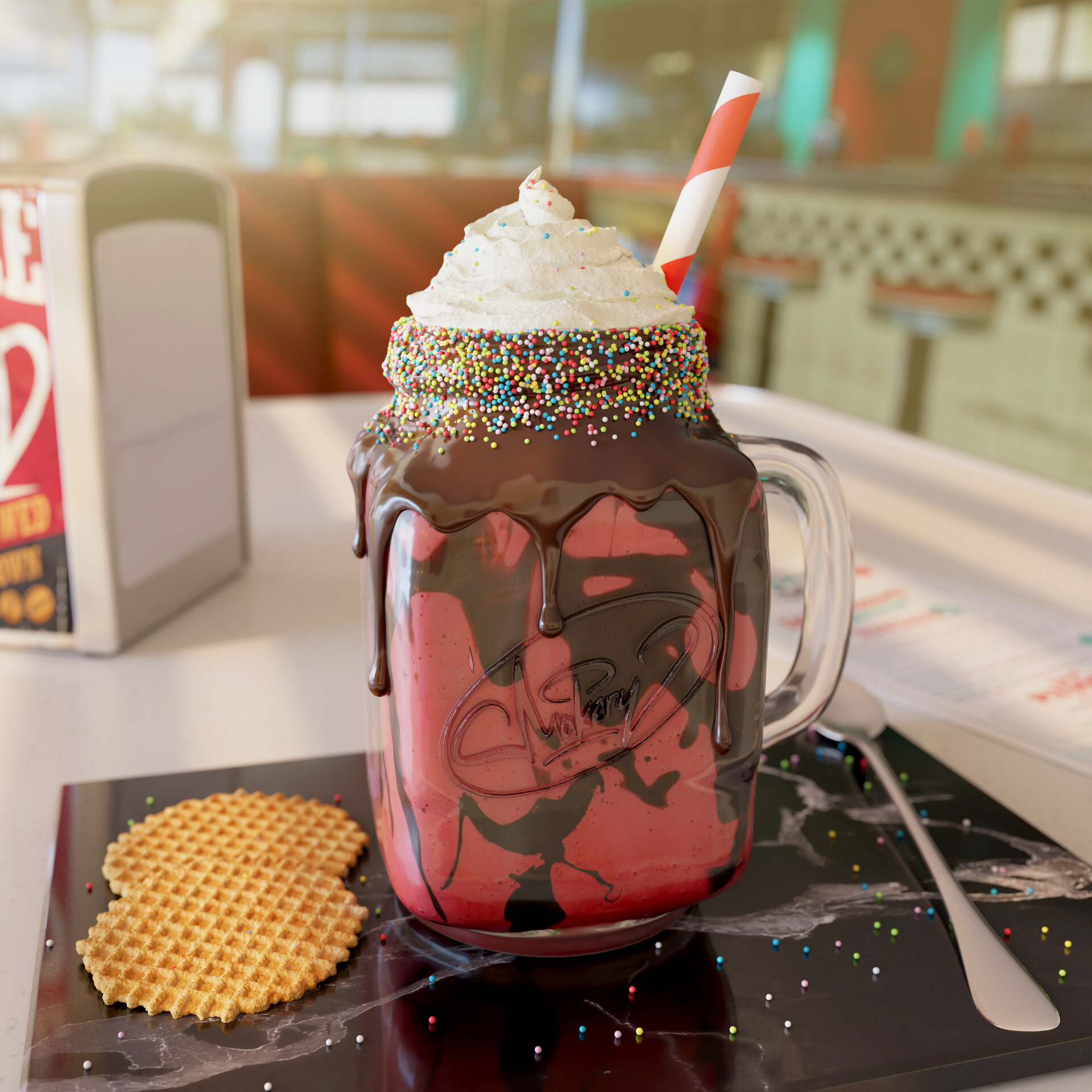 ArtStation - Milkshake in an American Diner