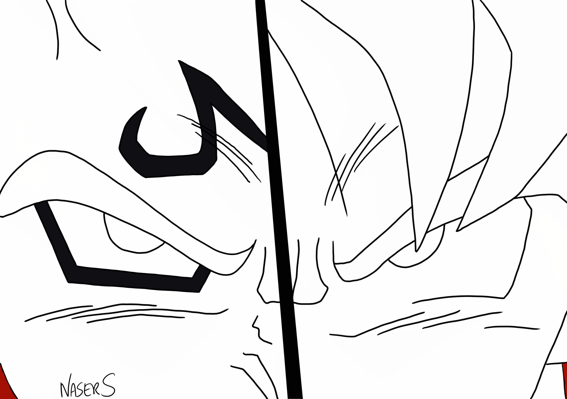 how to draw goku vs majin vegeta