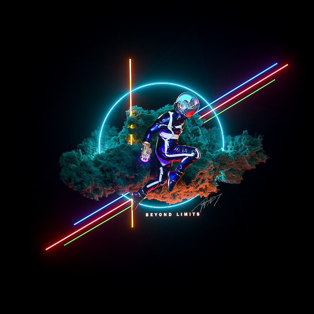 ArtStation - Beyond limits Space man logo art 3D