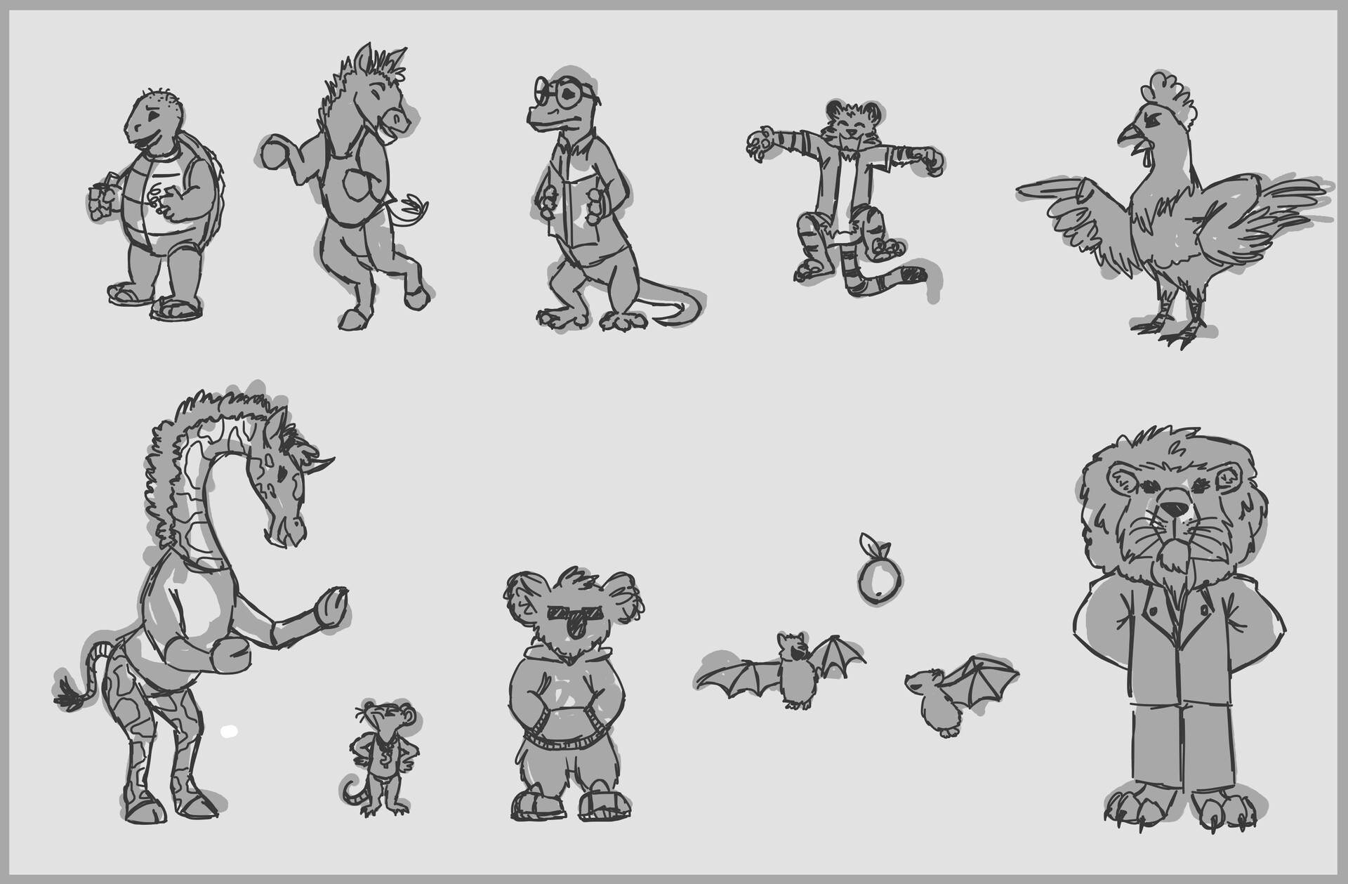 ArtStation - Bipedal animal sketches