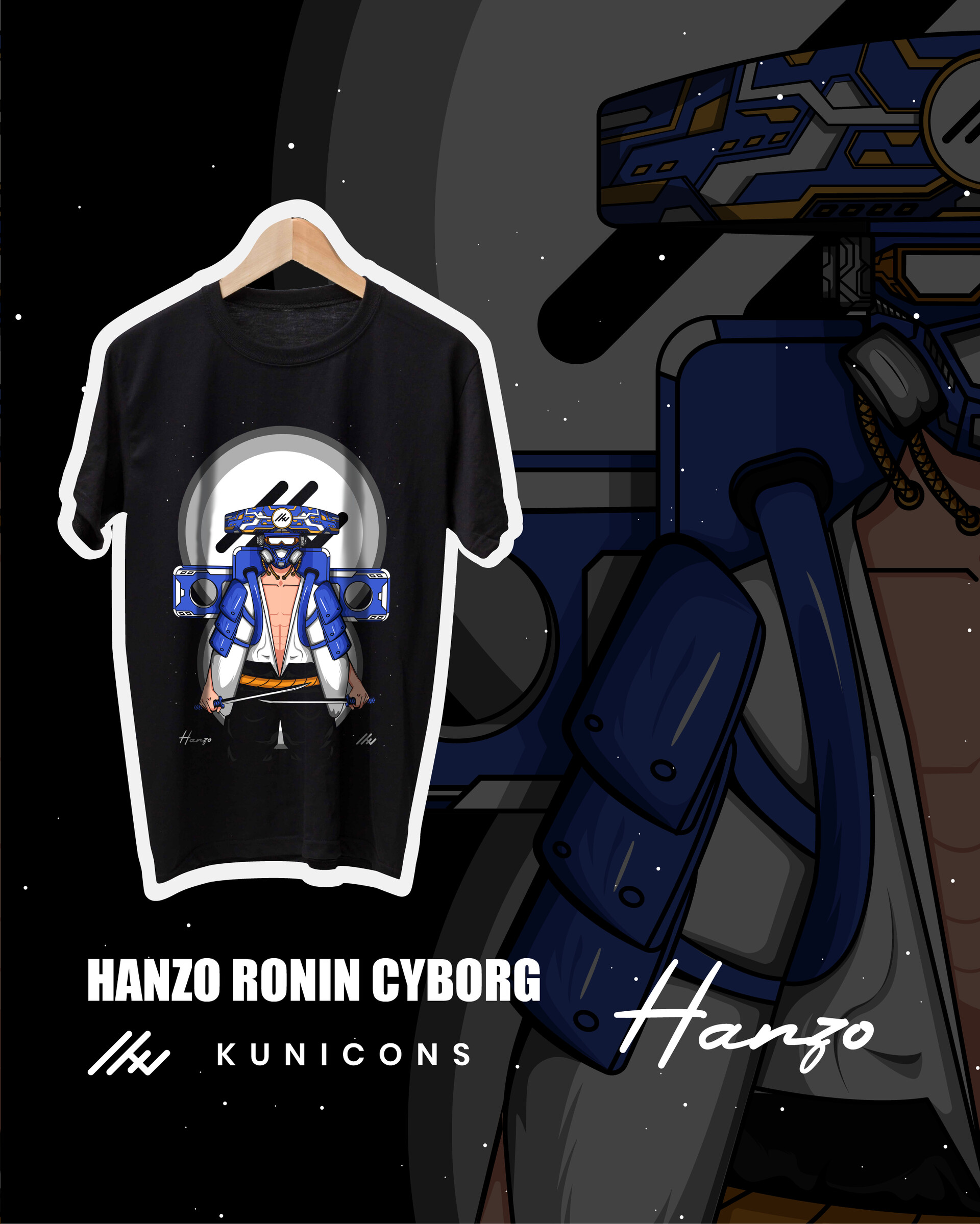 Kunicons Illustration - HANZO RONIN CYBORG