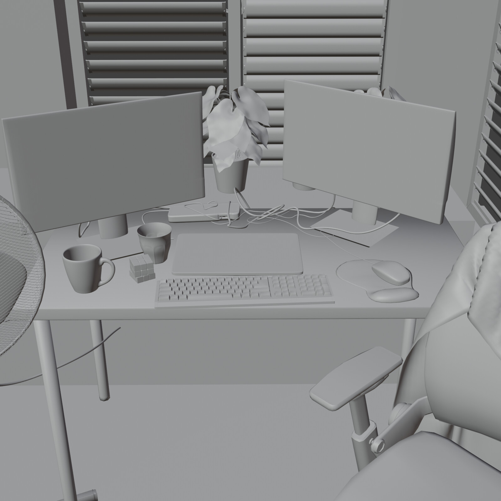 Uri Agassi - WFH Office modeled in Blender