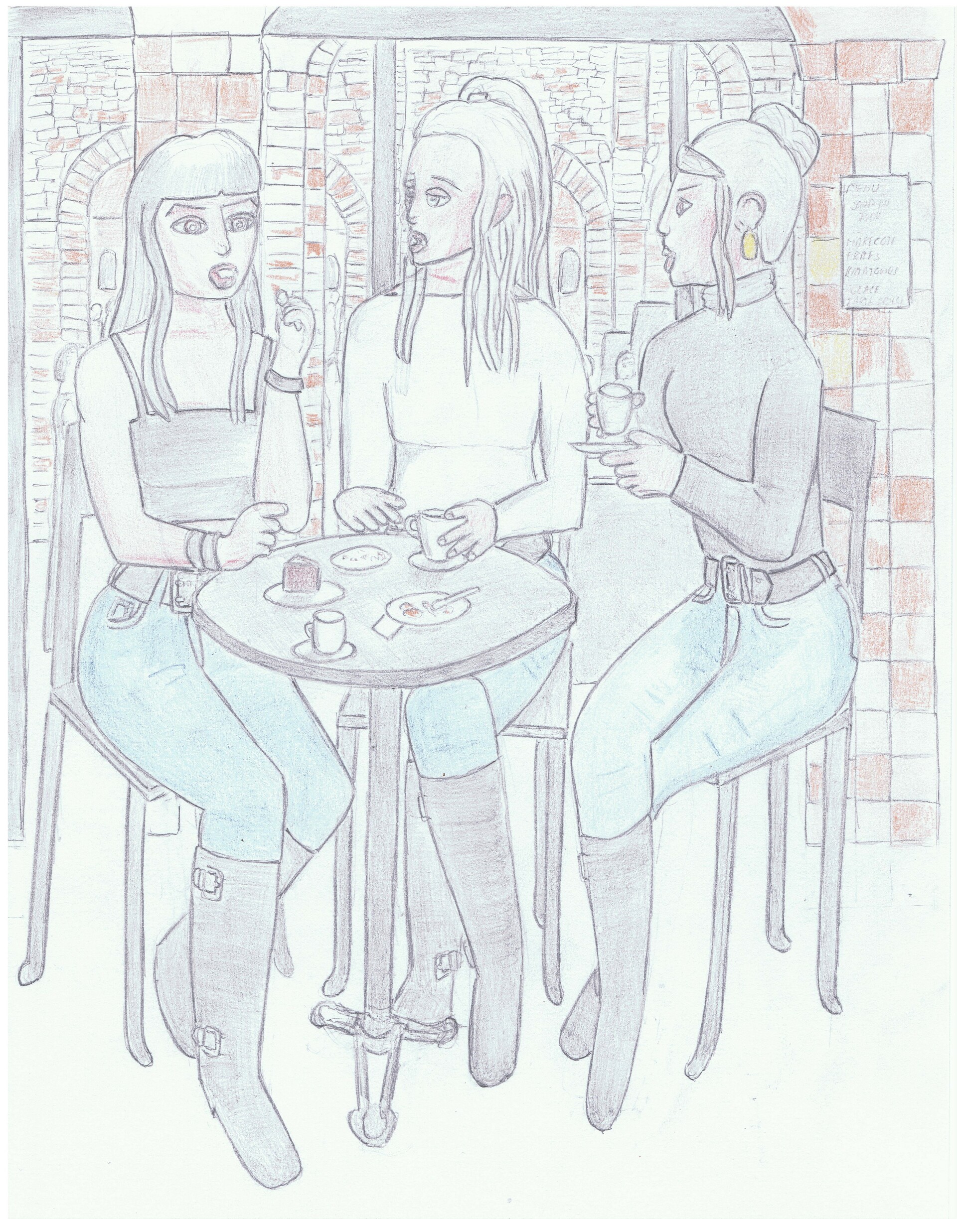 ArtStation - Xania, Melissa and Carmen at a Cafe