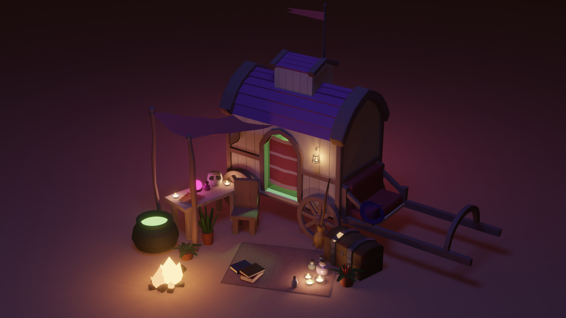 ArtStation - Low poly Magic Wagon